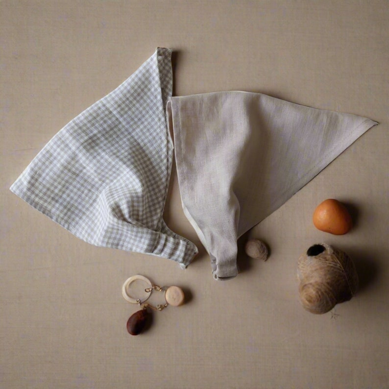 Linen Bandana With Elastic Band, Linen Headscarf, Linen Headband ...