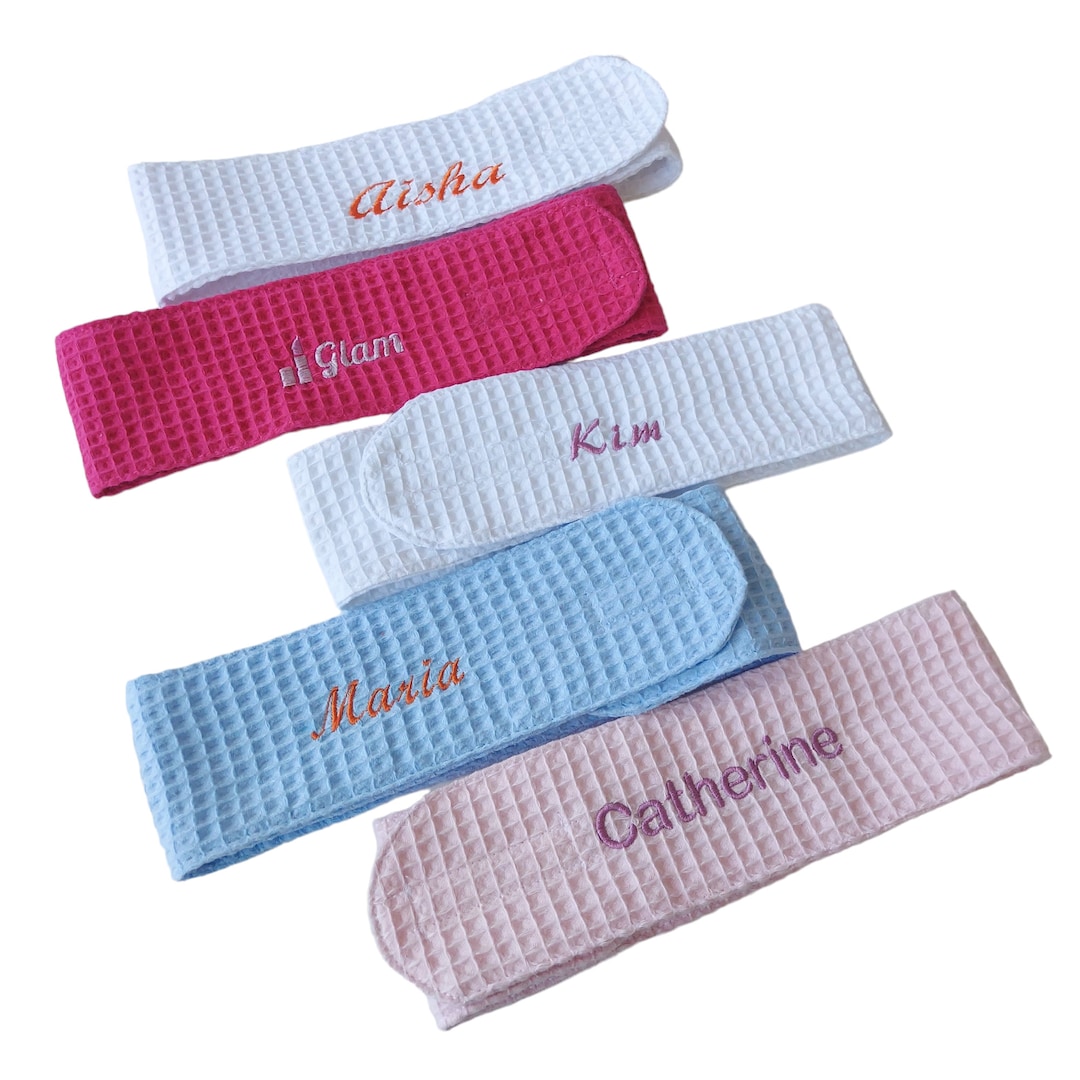 Personalized Spa Headband, Embroidered Custom Logo, Name, Make up ...
