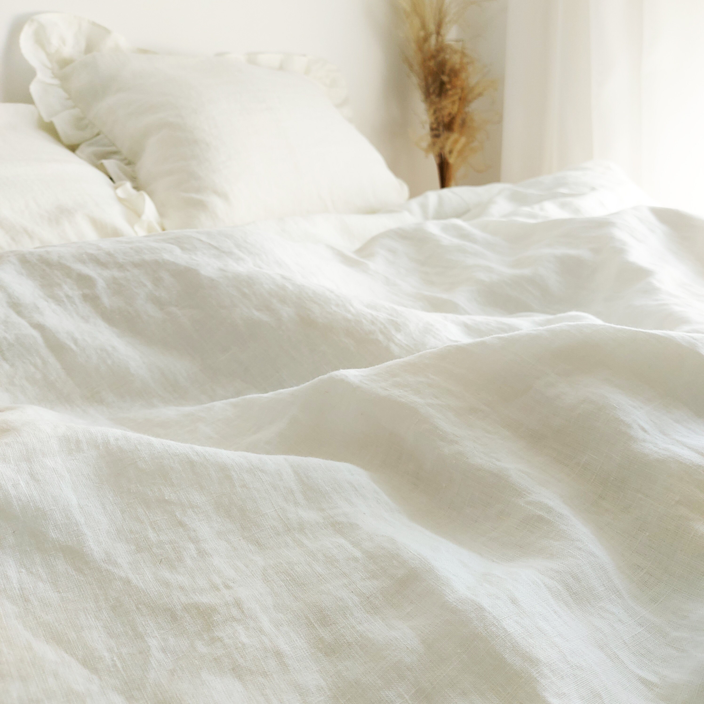 Stonewashed Ecru Linen Bedding Set Linen Bedding Set Zip - Etsy