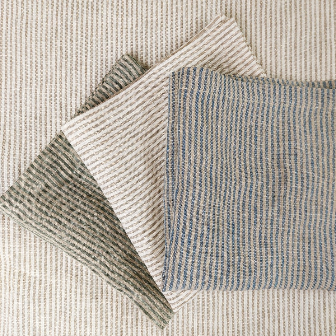 Linen Striped Napkins, Natural Linen Napkins, Stonewashed Linen Napkins ...