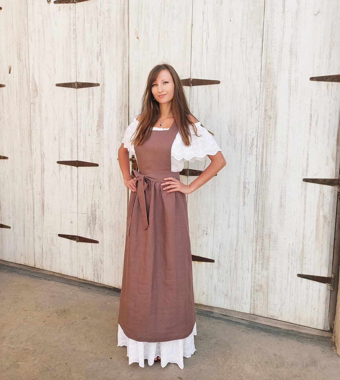 Linen Long Apron Cottagecore Apron Linen Pinafore Apron 2 - Etsy
