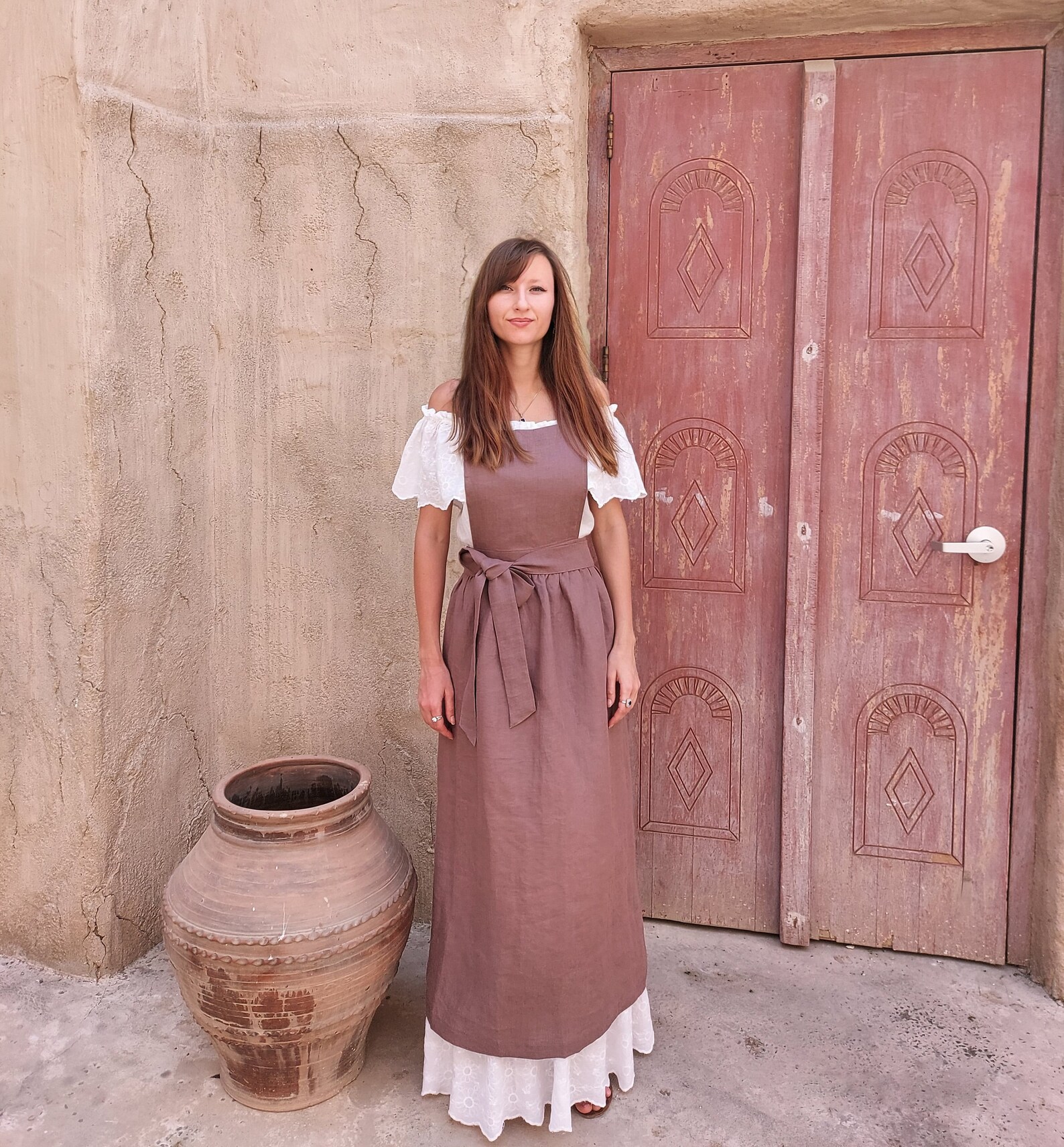 Linen Long Apron Cottagecore Apron Linen Pinafore Apron 2 - Etsy