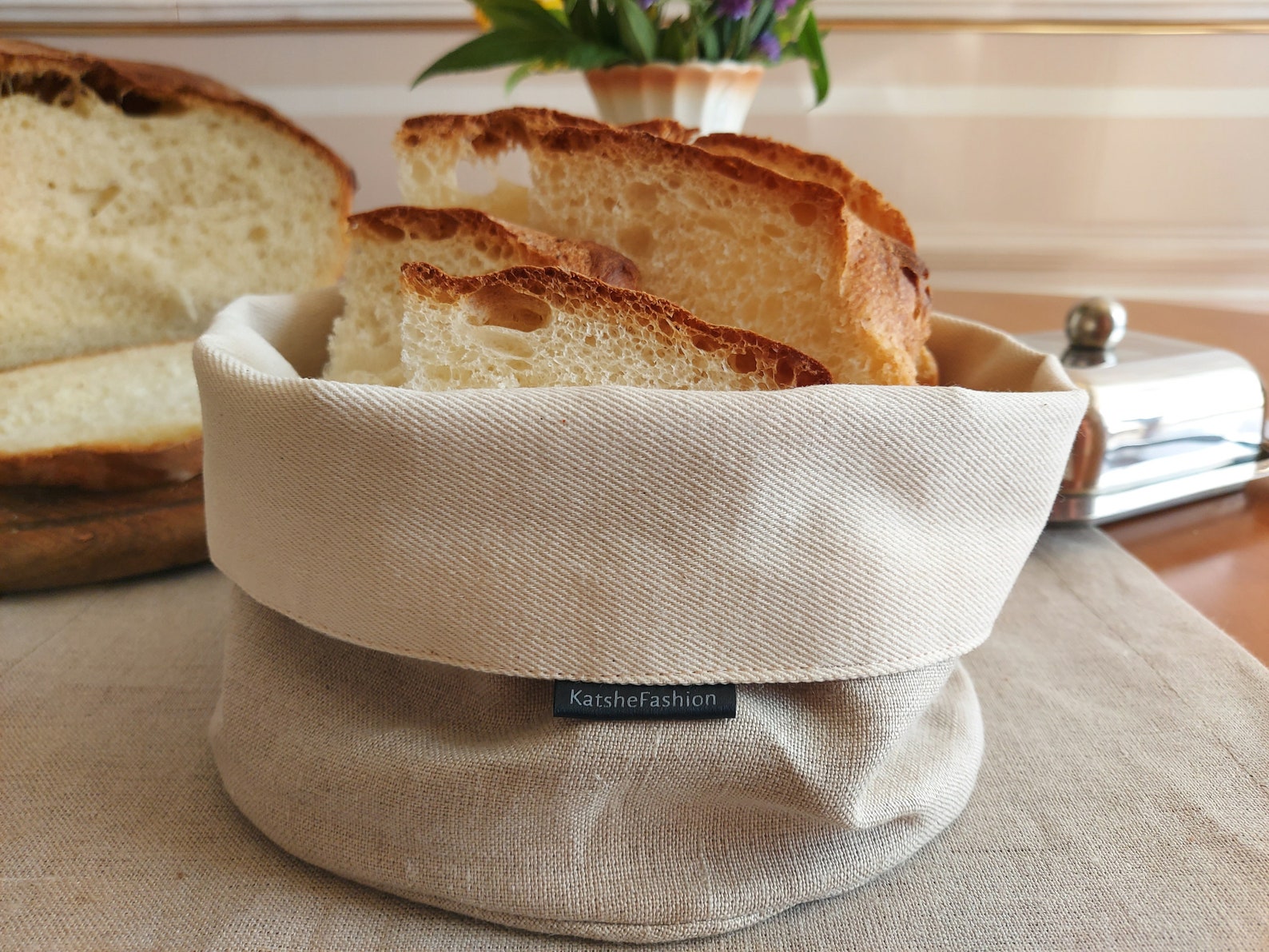 Bread Bag Natural Linen Bread Basket Linen Bowl Linen Bag - Etsy