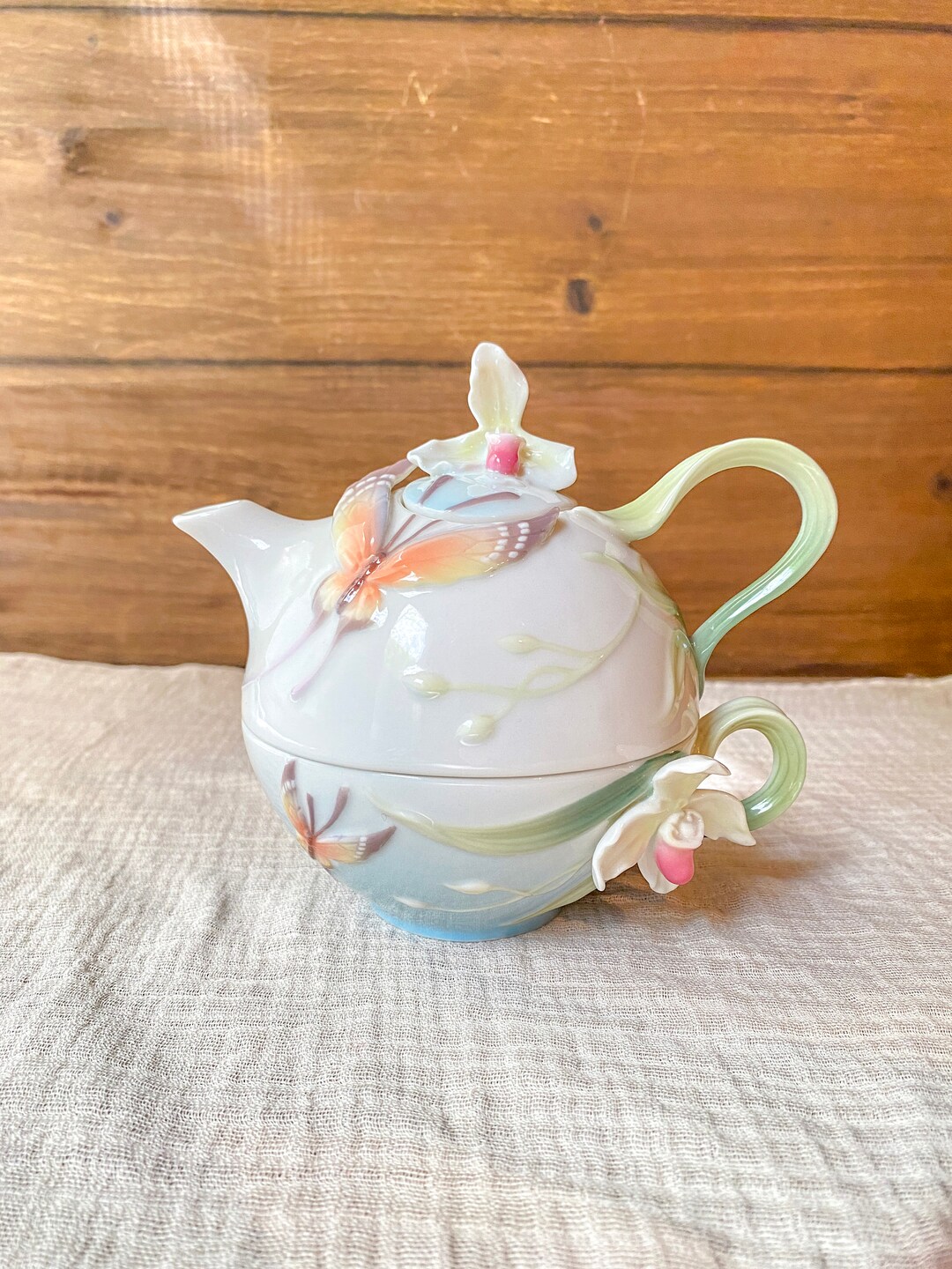 Vintage Franz Porcelain Tea for One Flower Butterflies FZ00899 Brian - Etsy