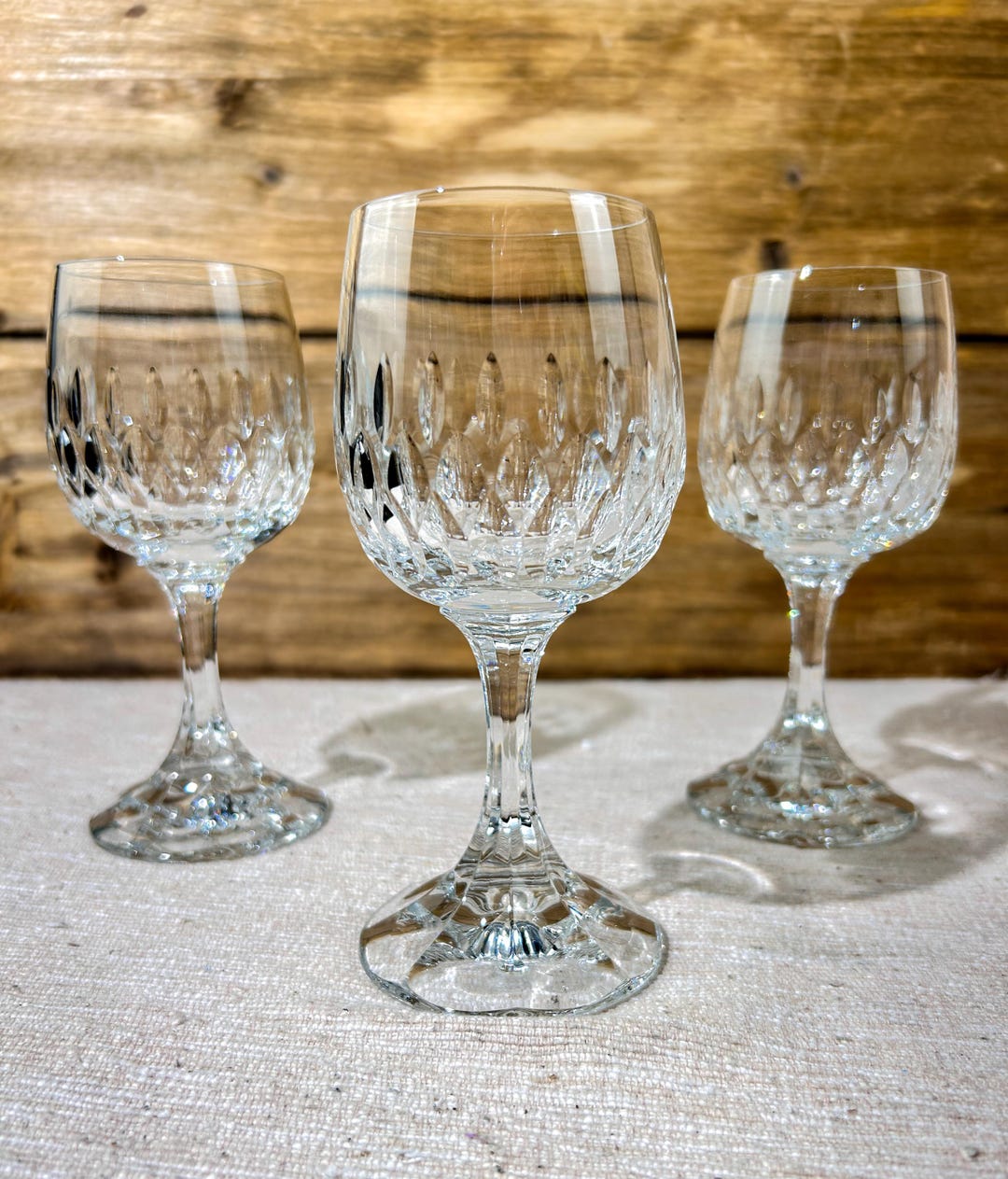 Schott Zweisel Tortusa Wine Glass Set X 3 Vintage Cut Crystal Germany ...