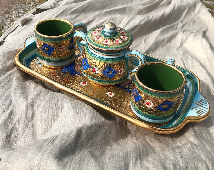 Mario Sambuco Deruta Espresso Set in Byzantine Mosaic Style - Etsy