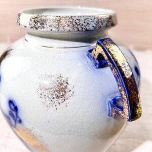 Antique Flow Blue Phoenix Art Faience Vase Forester England Gold Gilt ...