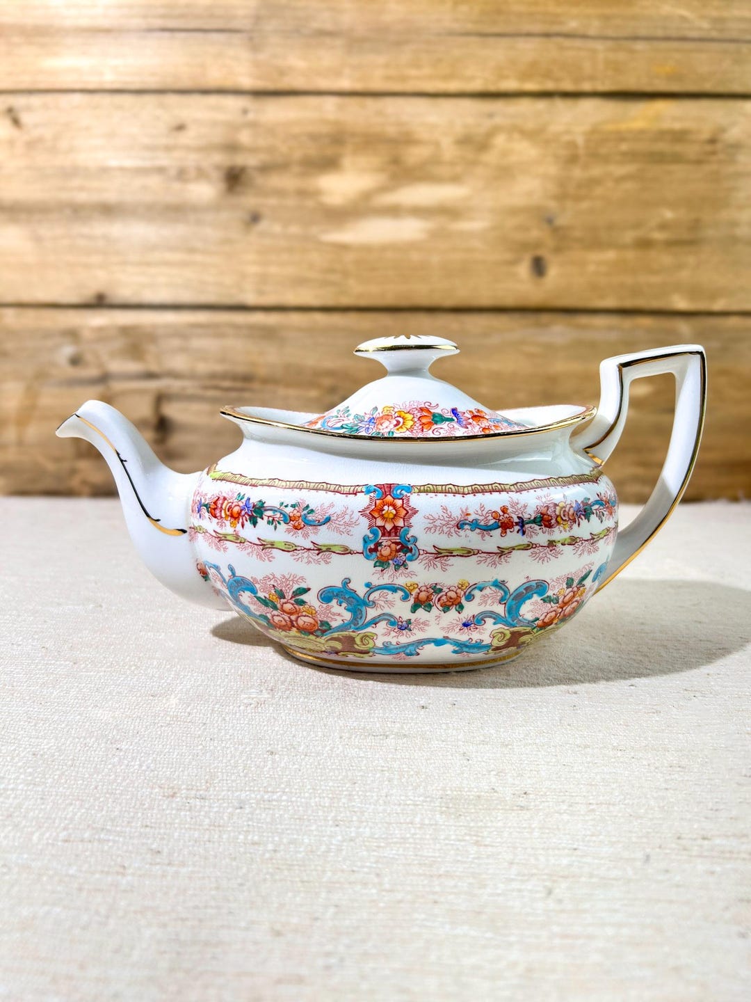 Royal Stafford Teapot Low Oval Form Rich Florals Gold Trim 1527 - Etsy
