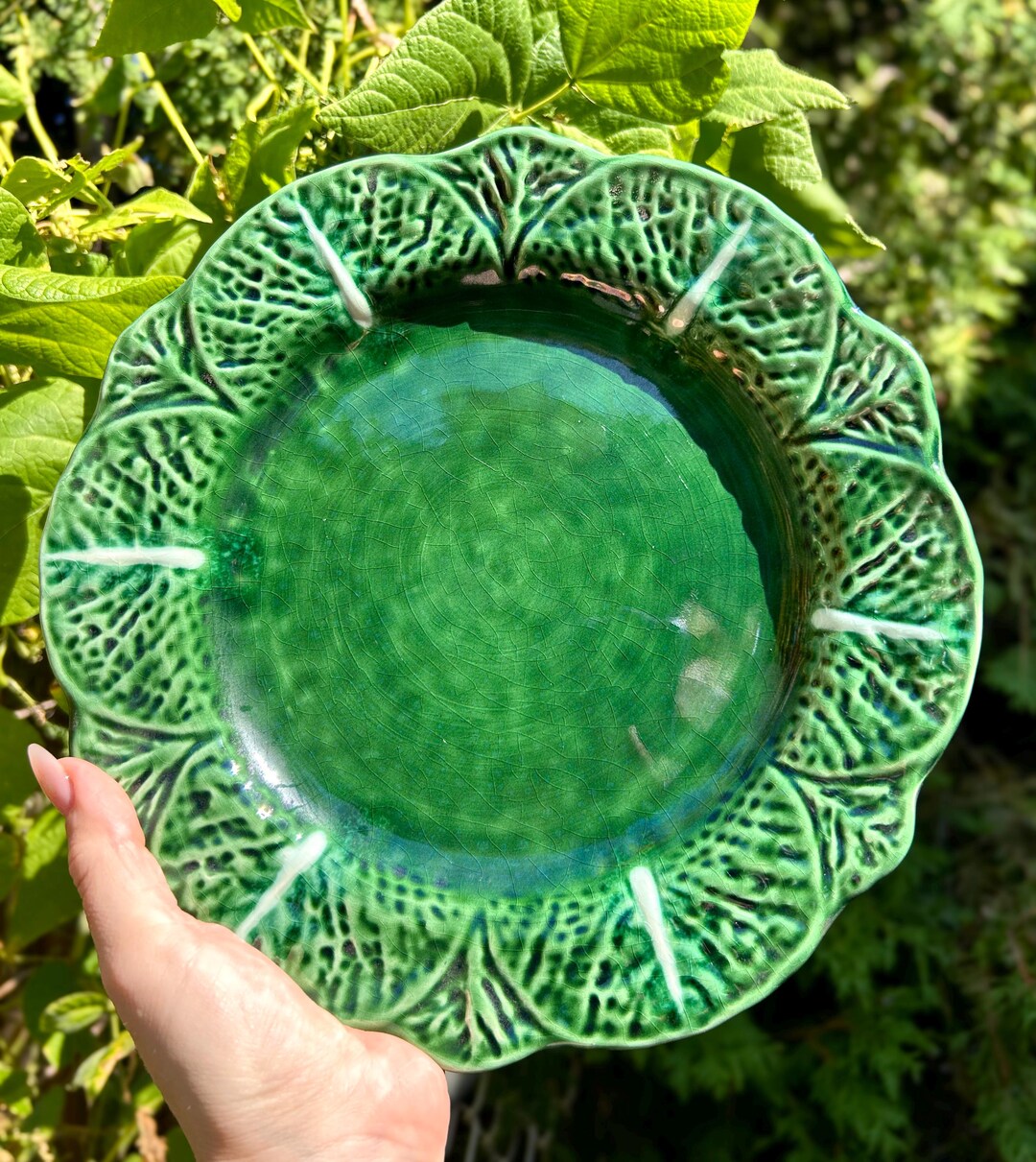 Vintage Green Cabbage Border Charger Plate Decorative Cottage - Etsy