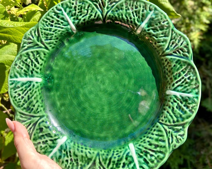 Vintage Green Cabbage Border Charger Plate Decorative Cottage - Etsy