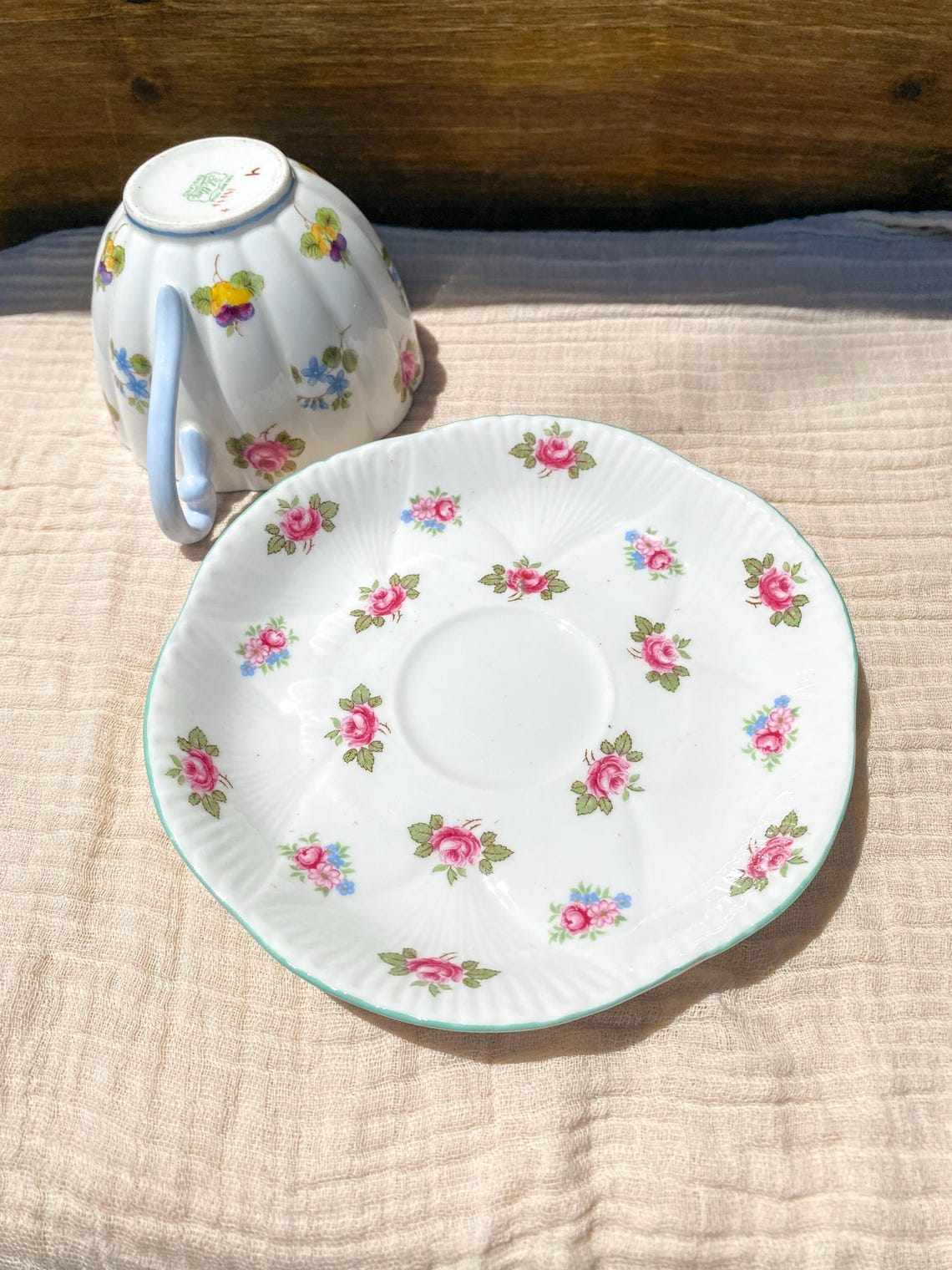 Vintage Shelley Rose Pansy Forget Me Not Teacup & Saucer Mismatch ...