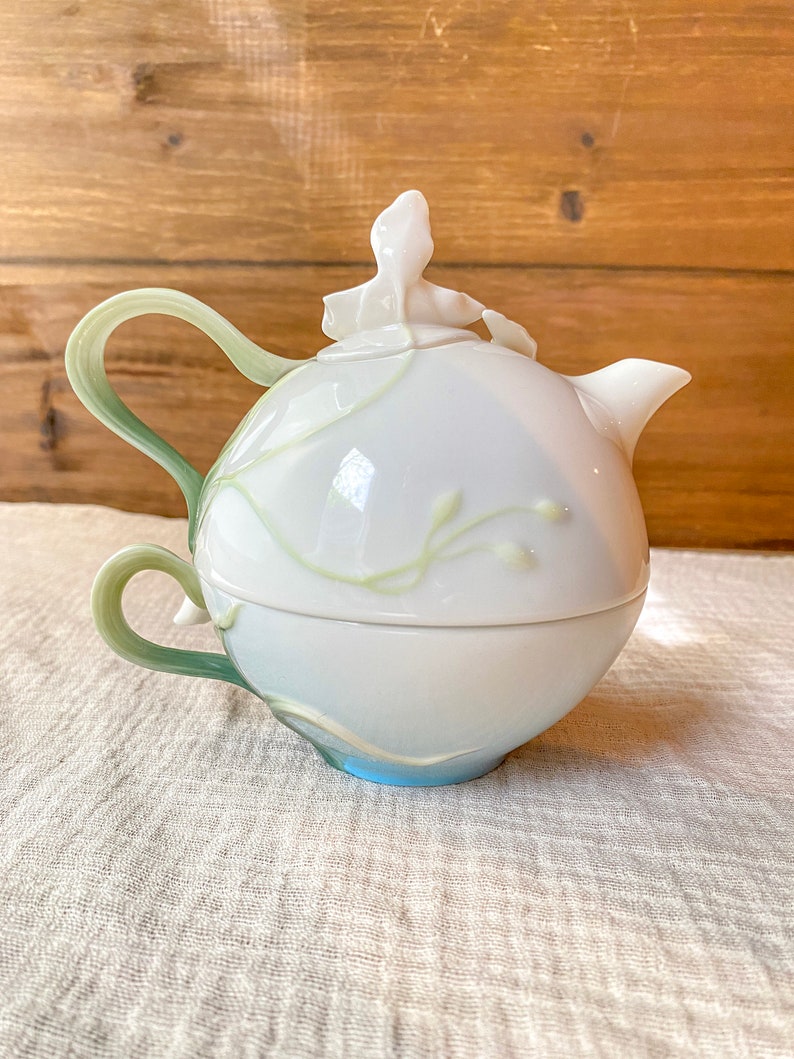 Vintage Franz Porcelain Tea for One Flower Butterflies FZ00899 Brian - Etsy