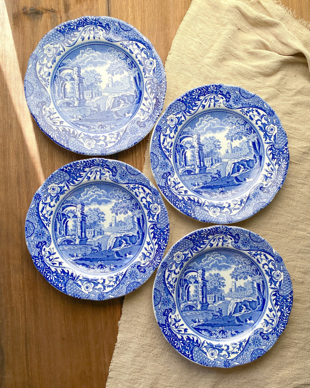 4 Vintage Spode Blue Italian Bread Plates England C. 1816 K - Etsy
