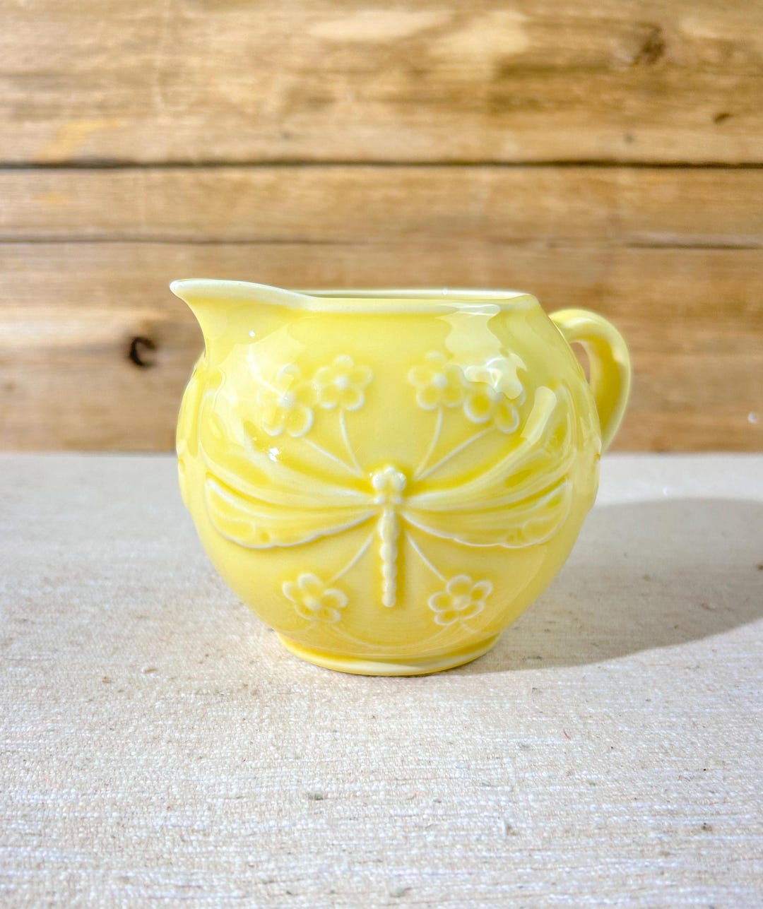 Bordallo Pinheiro Yellow Dragonfly Milk Jug Creamer Spring Vintage ...