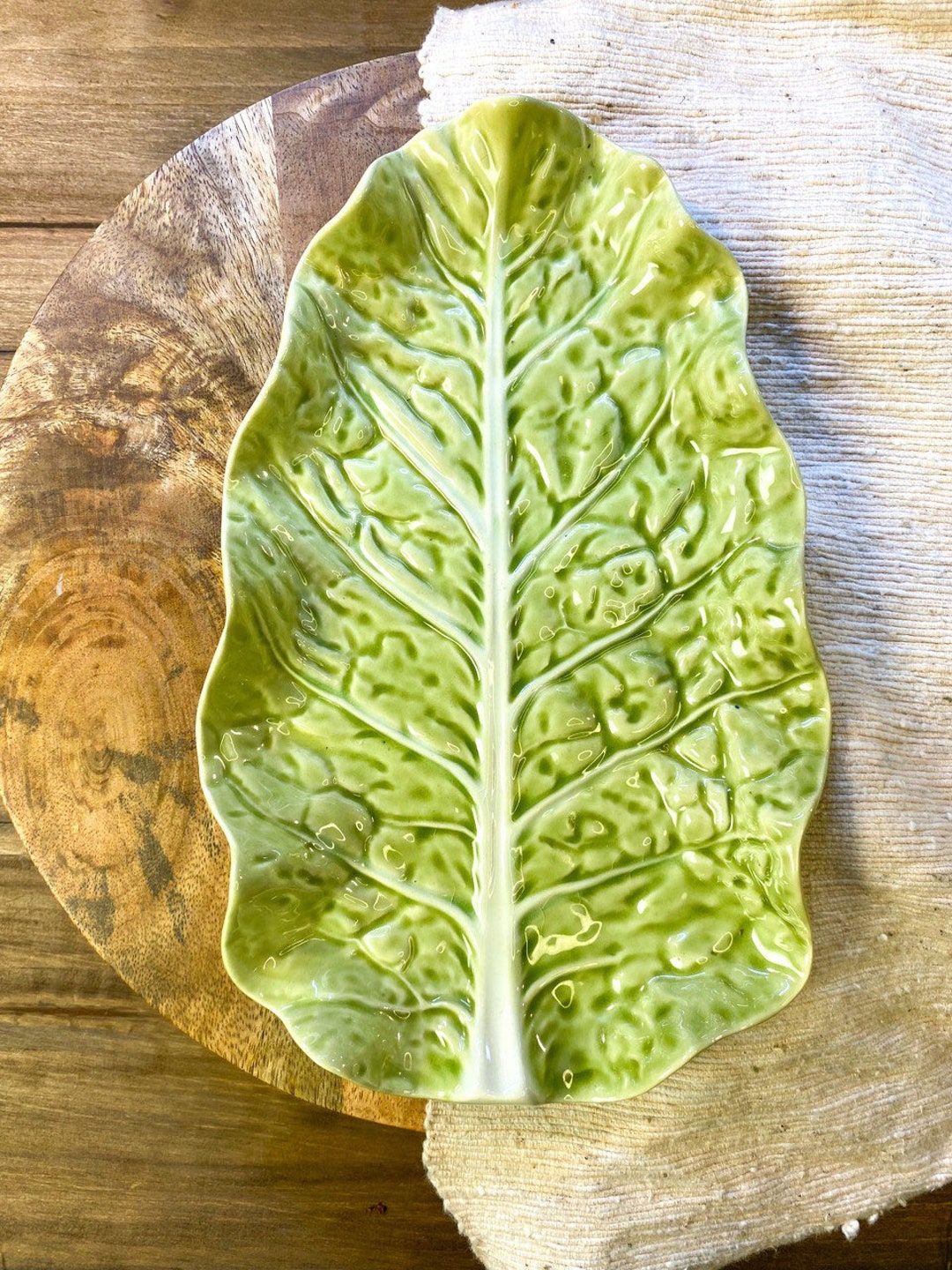 Vintage Bordallo Pinheiro Cabbage Ware Leaf Serving Dish - Etsy