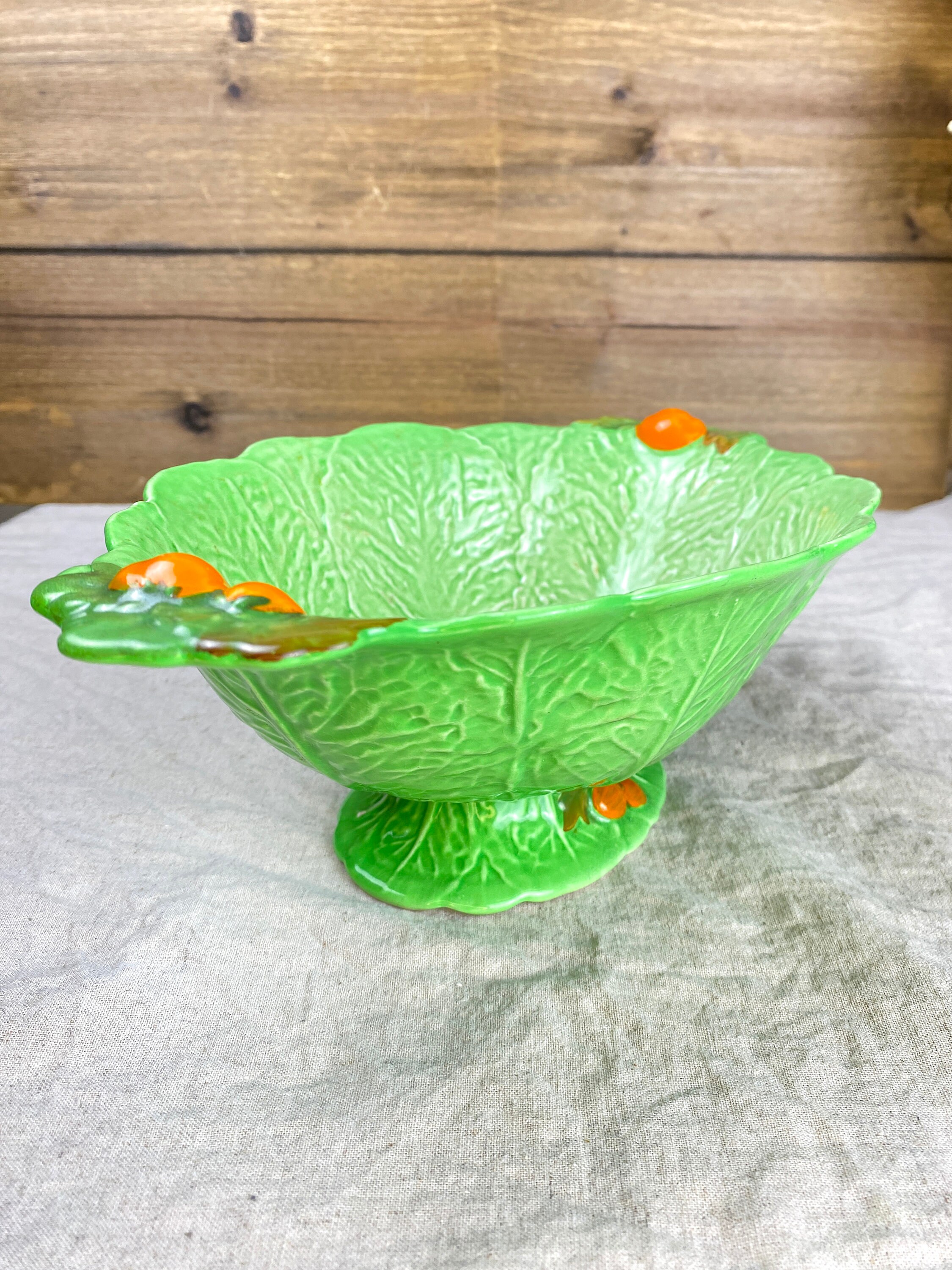 Vintage Carltonware Green Cabbage Leaf Pedestal Dish - Etsy