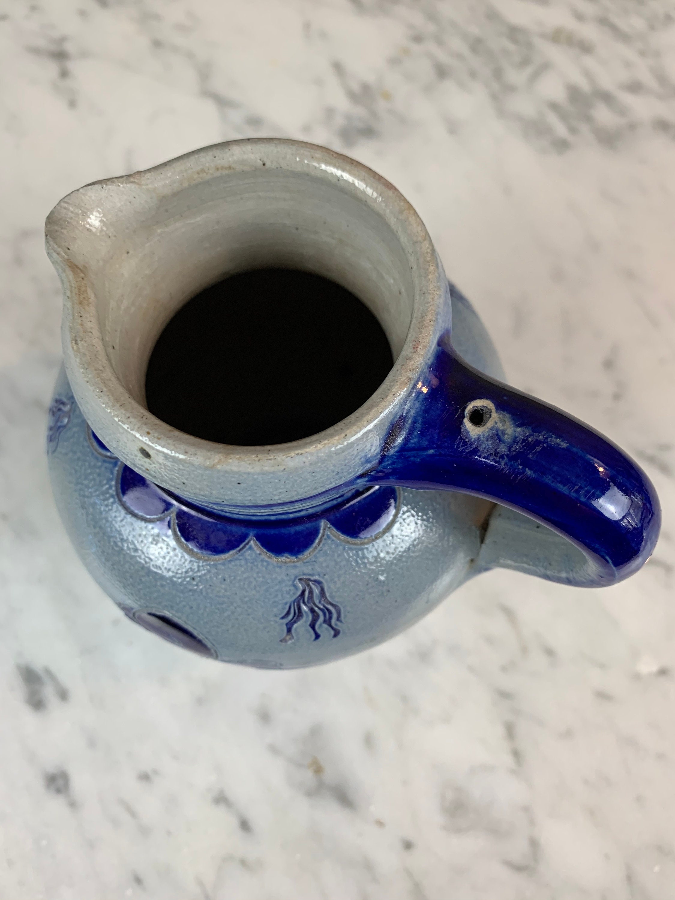 Vintage German Salt-glazed Pottery Pitcher in Stunning Cobalt - Etsy