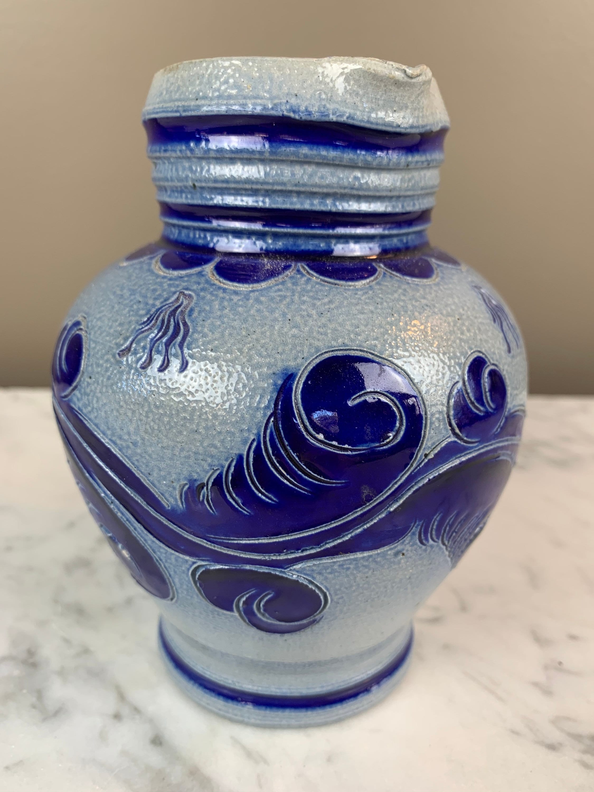 Vintage German Salt-glazed Pottery Pitcher in Stunning Cobalt - Etsy