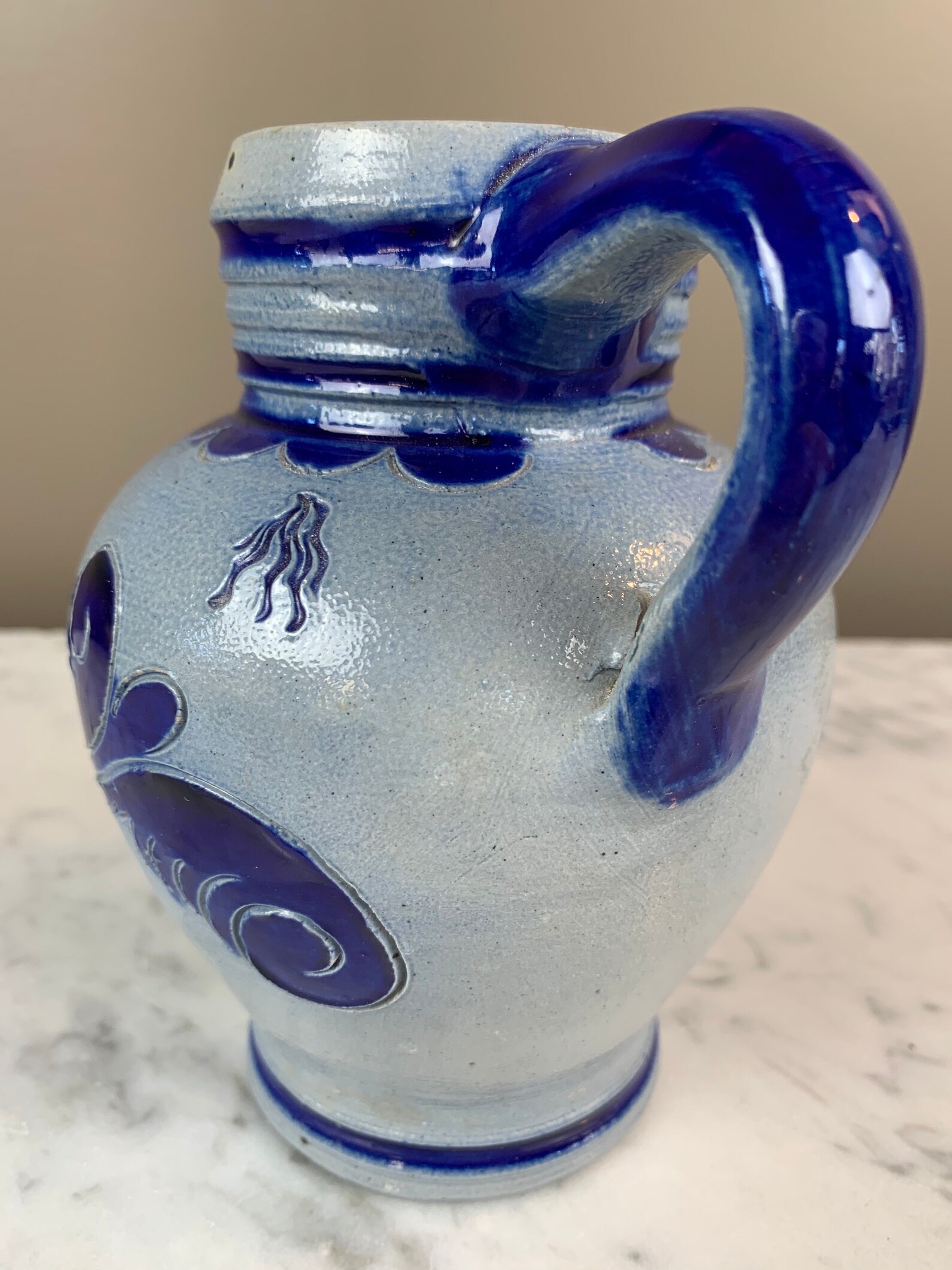 Vintage German Salt-glazed Pottery Pitcher in Stunning Cobalt - Etsy