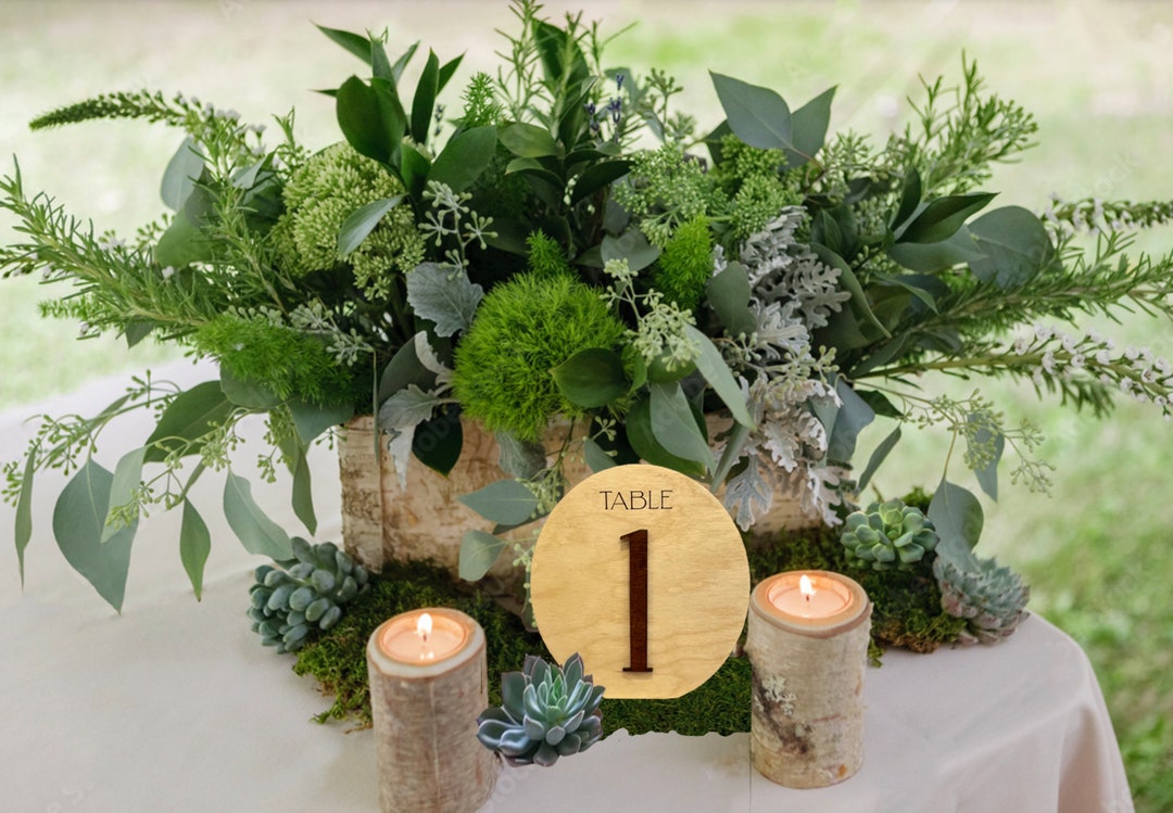 Wooden Table Number With Stand | Round Wooden Table Number | Rustic ...