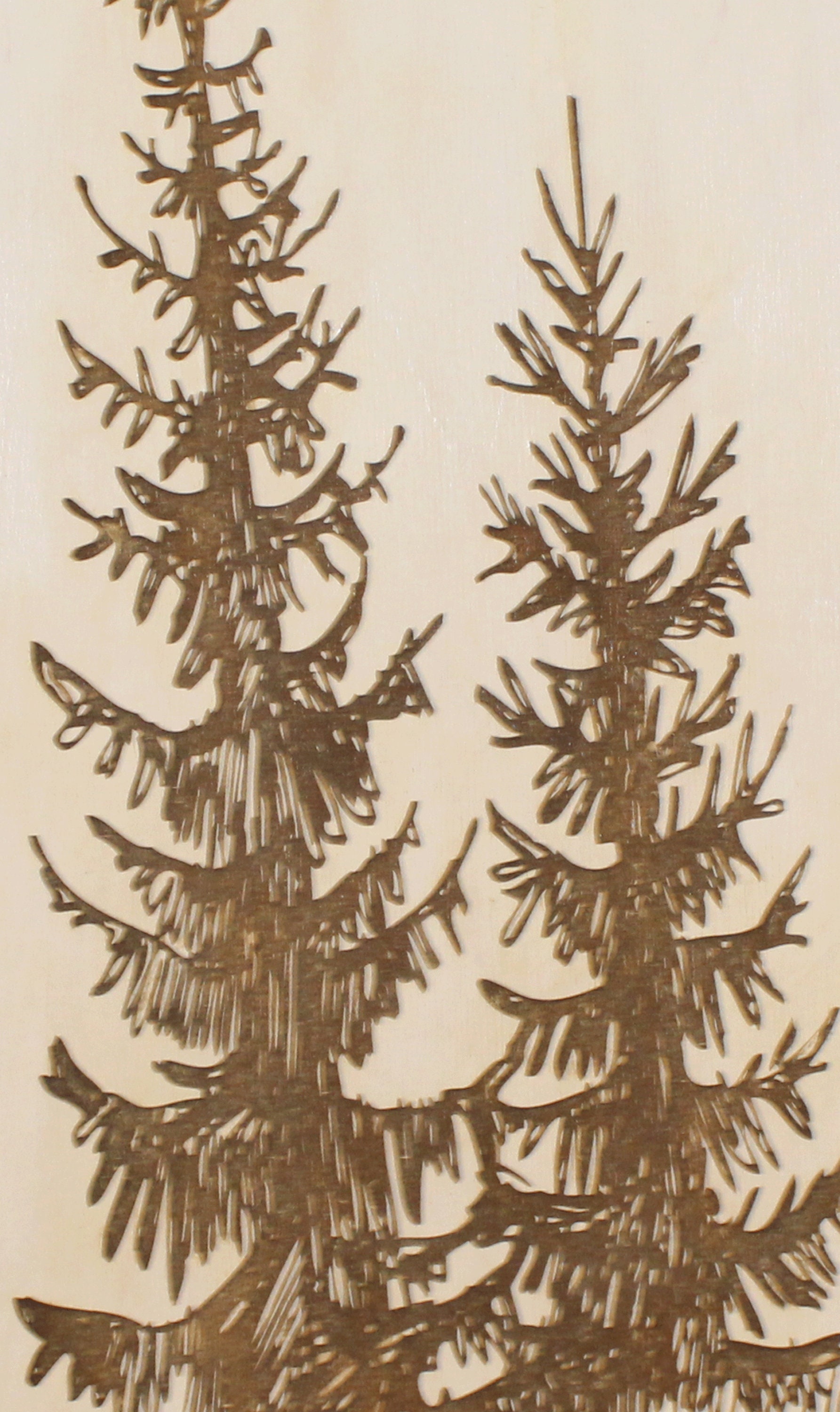 Wooden Engraved Evergreen Trees Sign, Laser Engraved Evergreen Trees ...