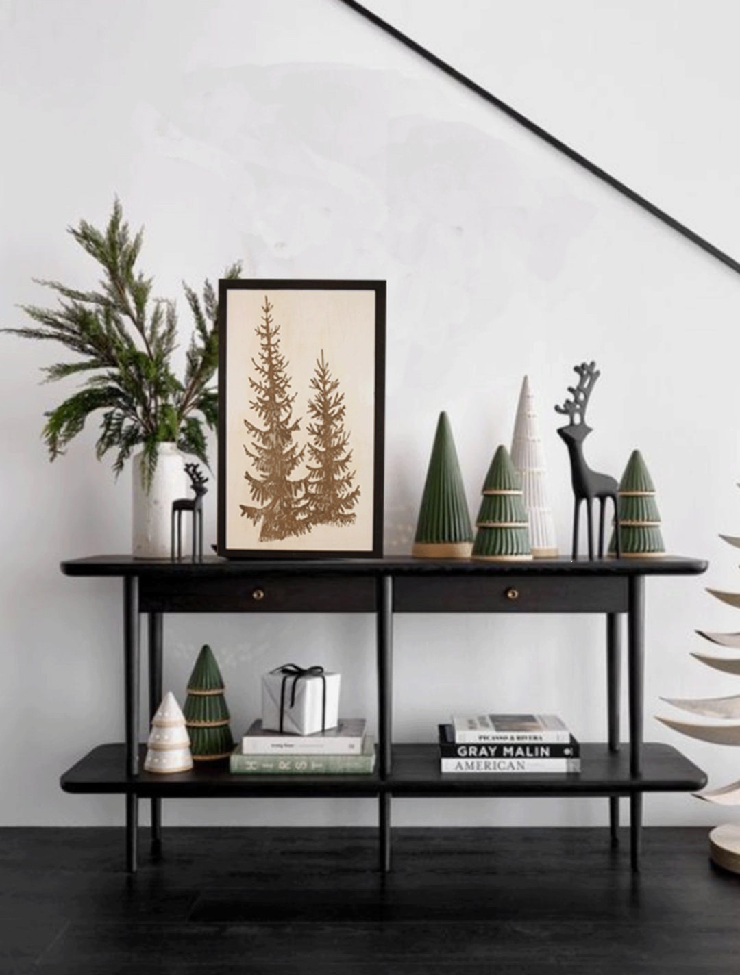 Wooden Engraved Evergreen Trees Sign, Laser Engraved Evergreen Trees ...