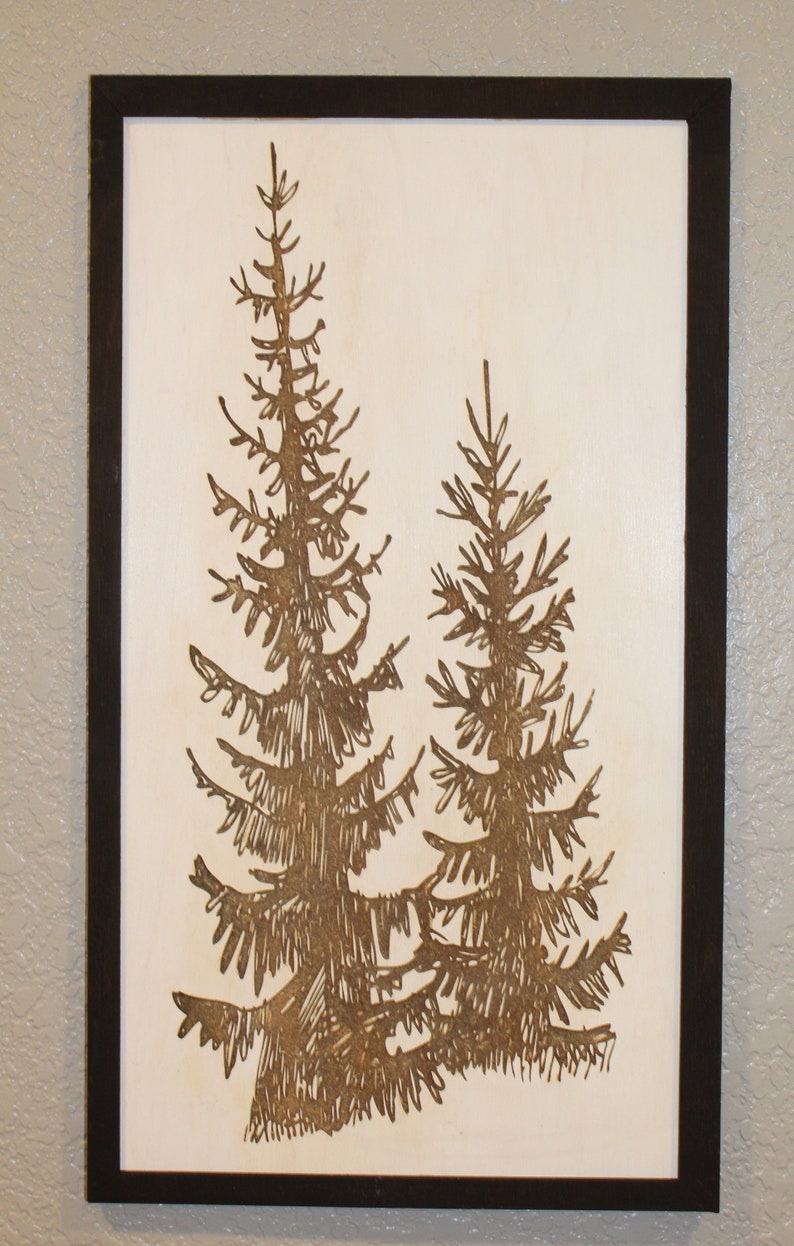 Wooden Engraved Evergreen Trees Sign Laser Engraved Evergreen - Etsy