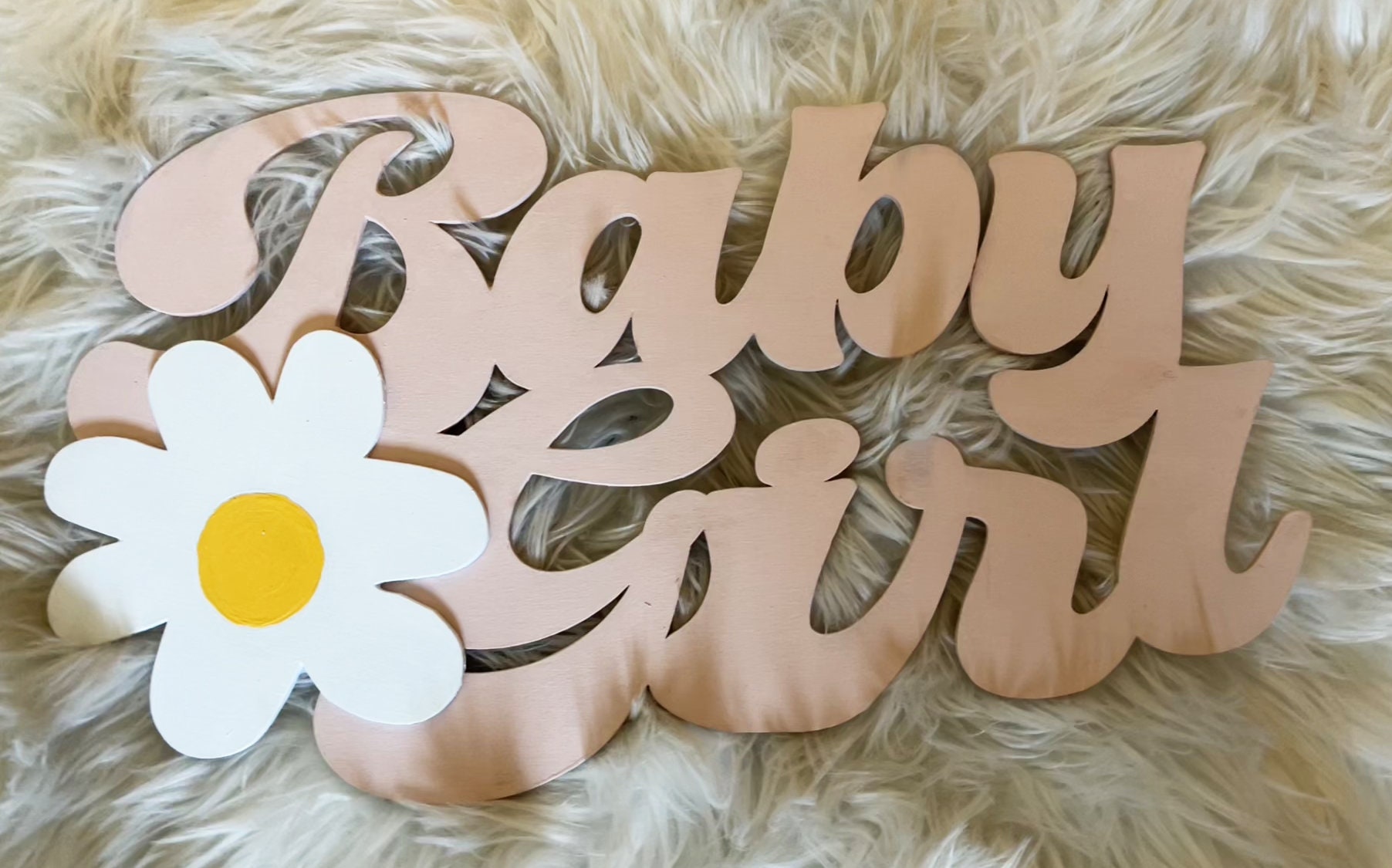 Baby Girl Wooden Sign Pink Baby Girl Sign Baby Shower Sign Daisy Baby ...