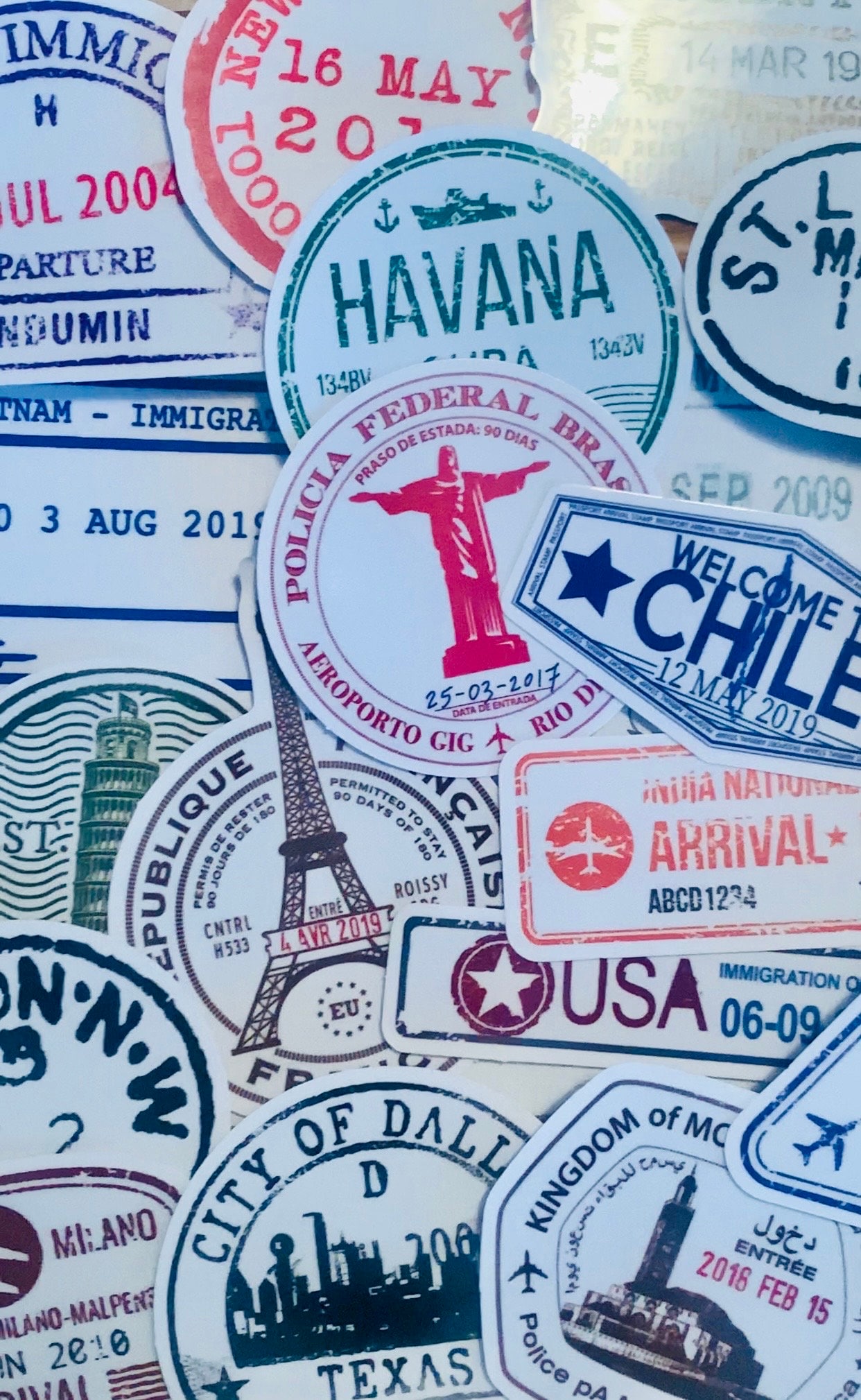 Passport Stamps Vinyl Decal Stickers - Etsy