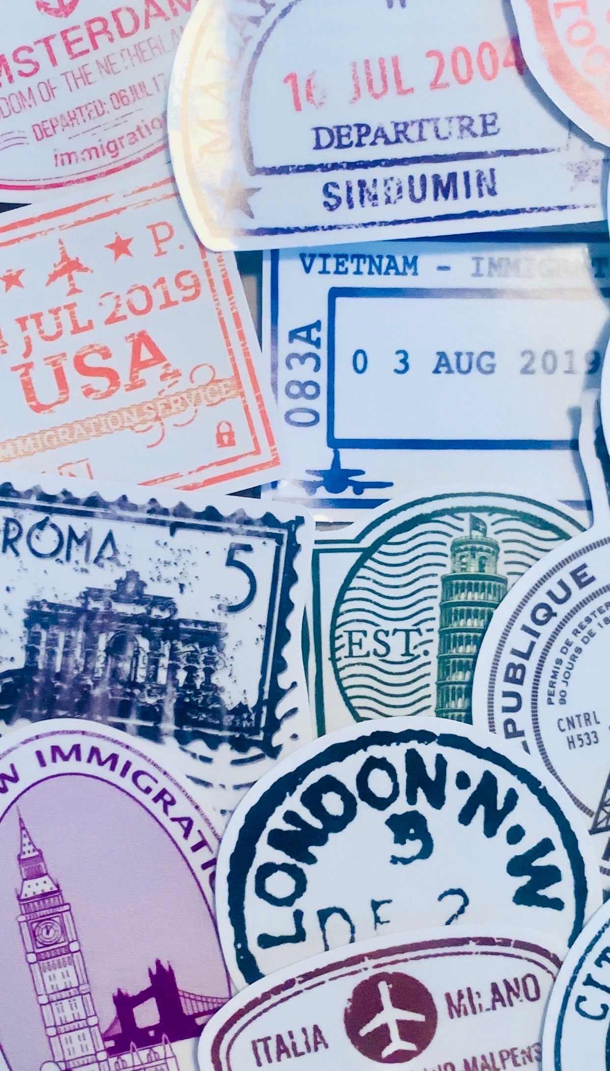 Passport Stamps Vinyl Decal Stickers - Etsy