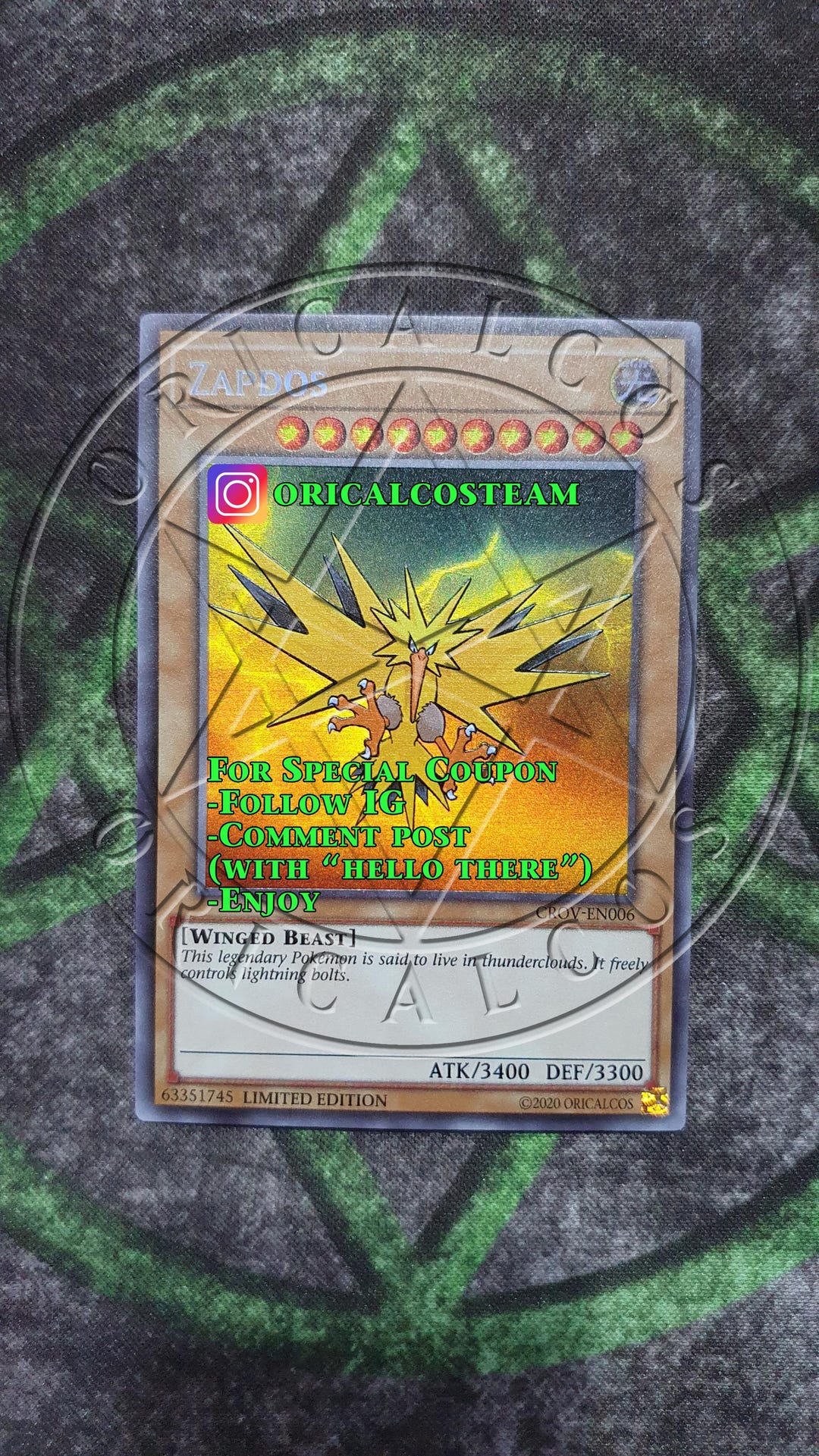Zapdos Custom Holographic Rare-common "casual Play"(same Thickness) - Etsy
