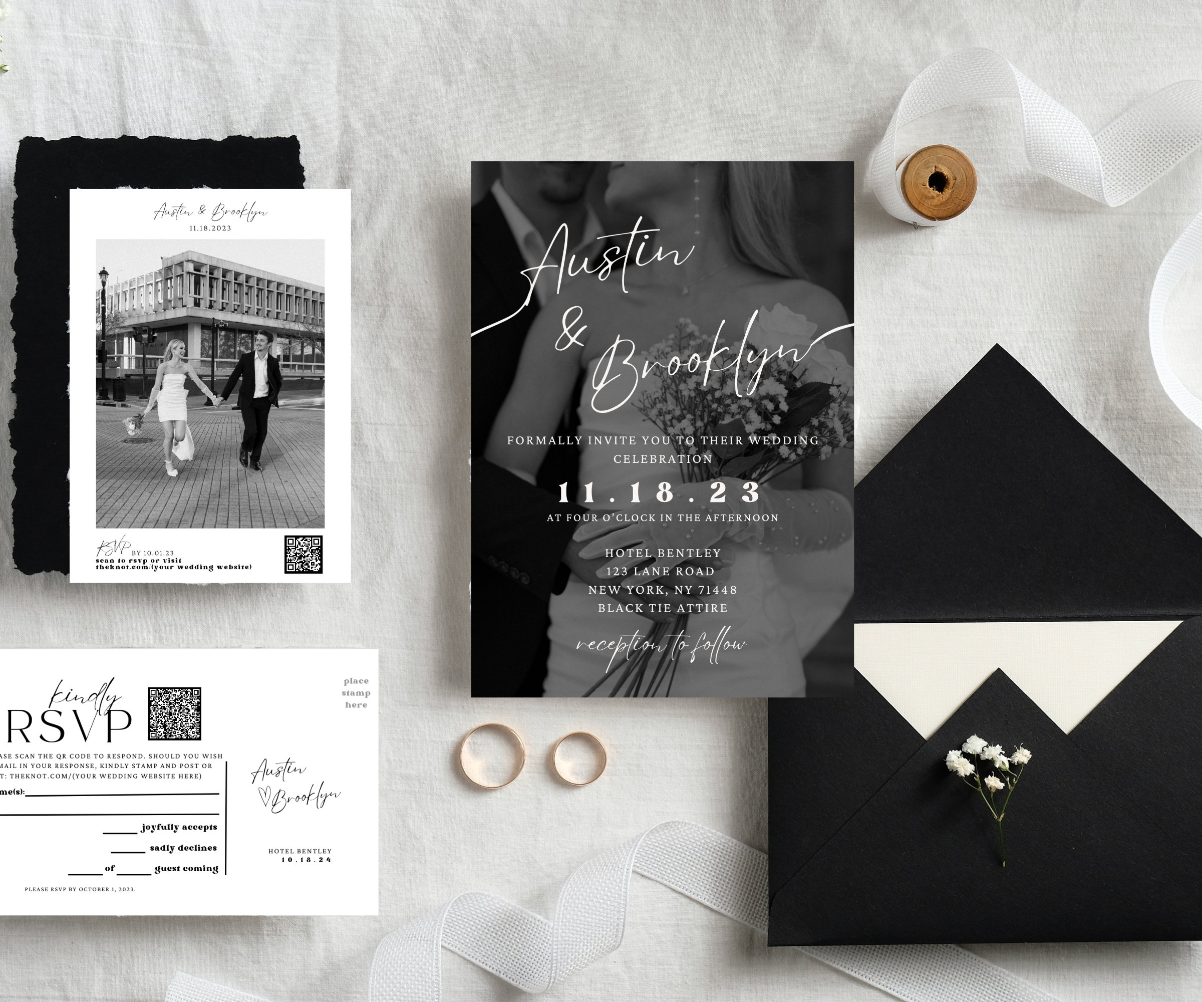 Luxury Black and White Wedding Invites, Classy Wedding Invitation ...