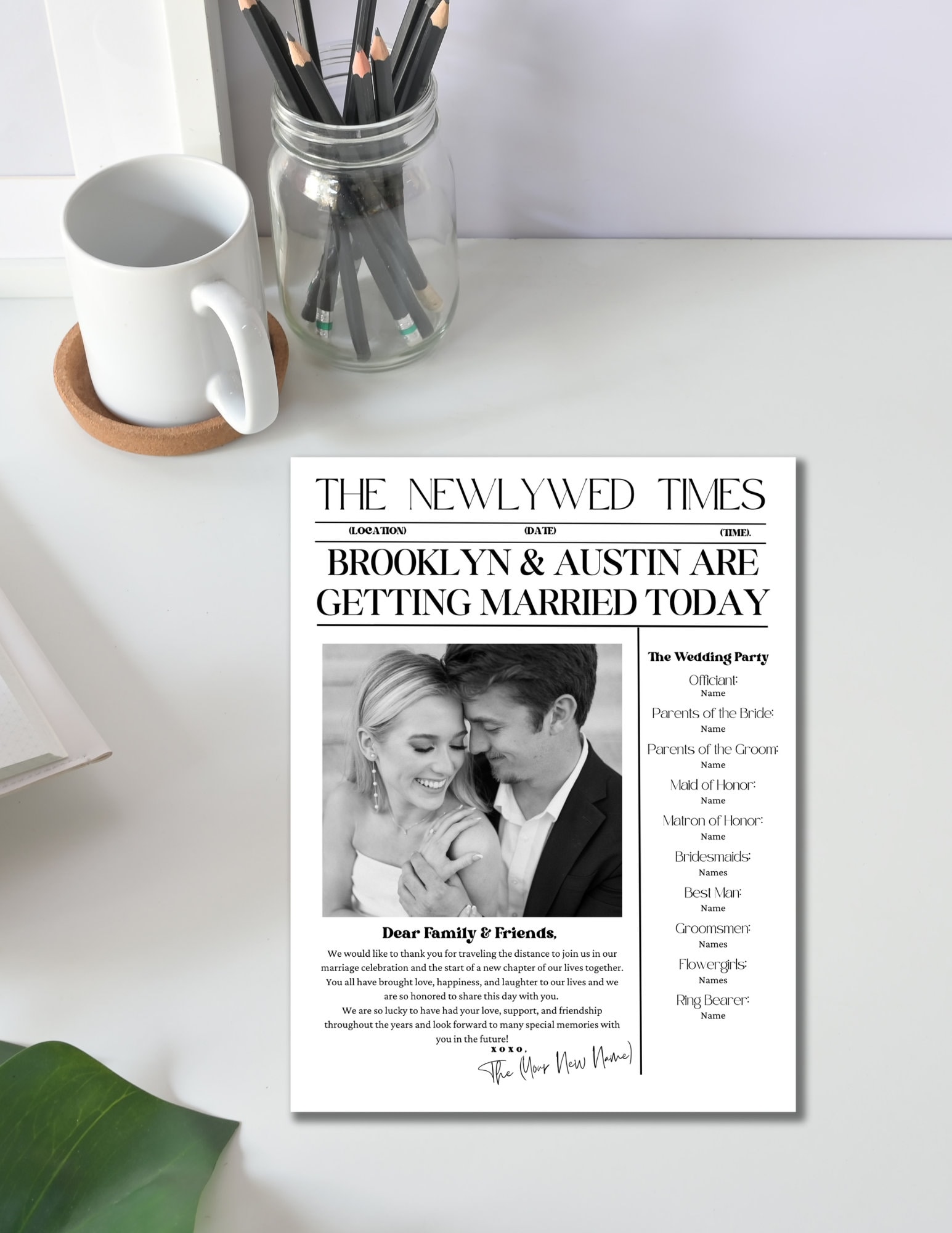Classy Wedding Newspaper, Customizable Canva Newspaper Template ...