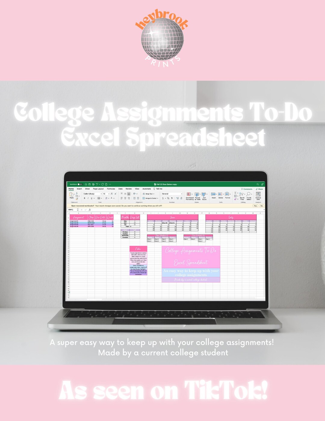 College Assignments To-do Excel Spreadsheet, Type A College Student ...