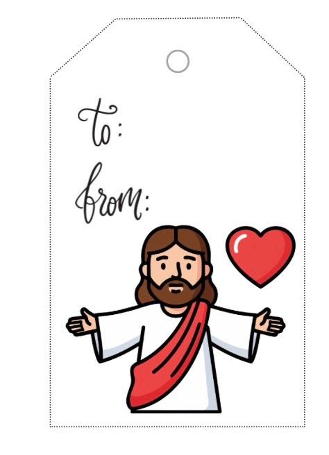 Tiny Jesus Gift Tags – Christian Heart, Printable Favor Tags (instant ...
