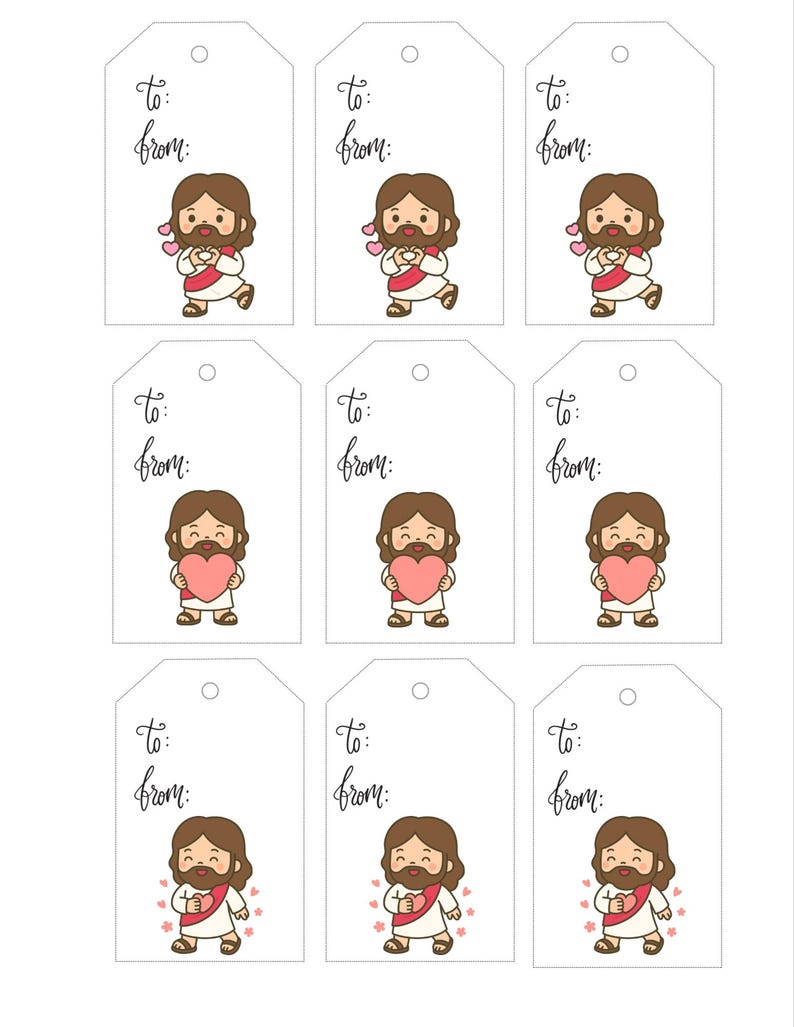 Tiny Jesus Gift Tags – Christian Heart, Printable Favor Tags (instant ...