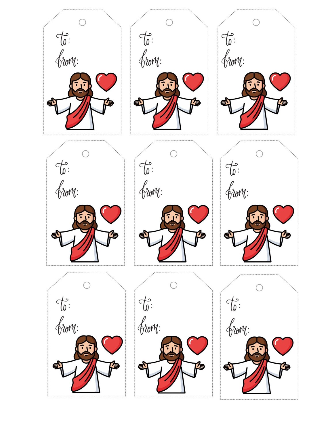 Tiny Jesus Gift Tags – Christian Heart, Printable Favor Tags (instant ...