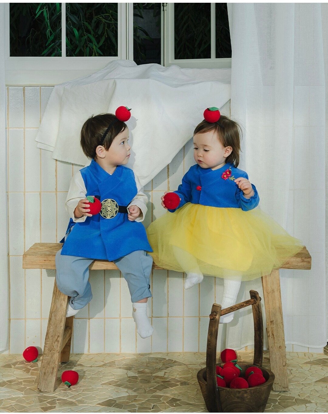 Cotton Hanbok(100day/dohl) Snow White Princess Theme_blue Top and ...