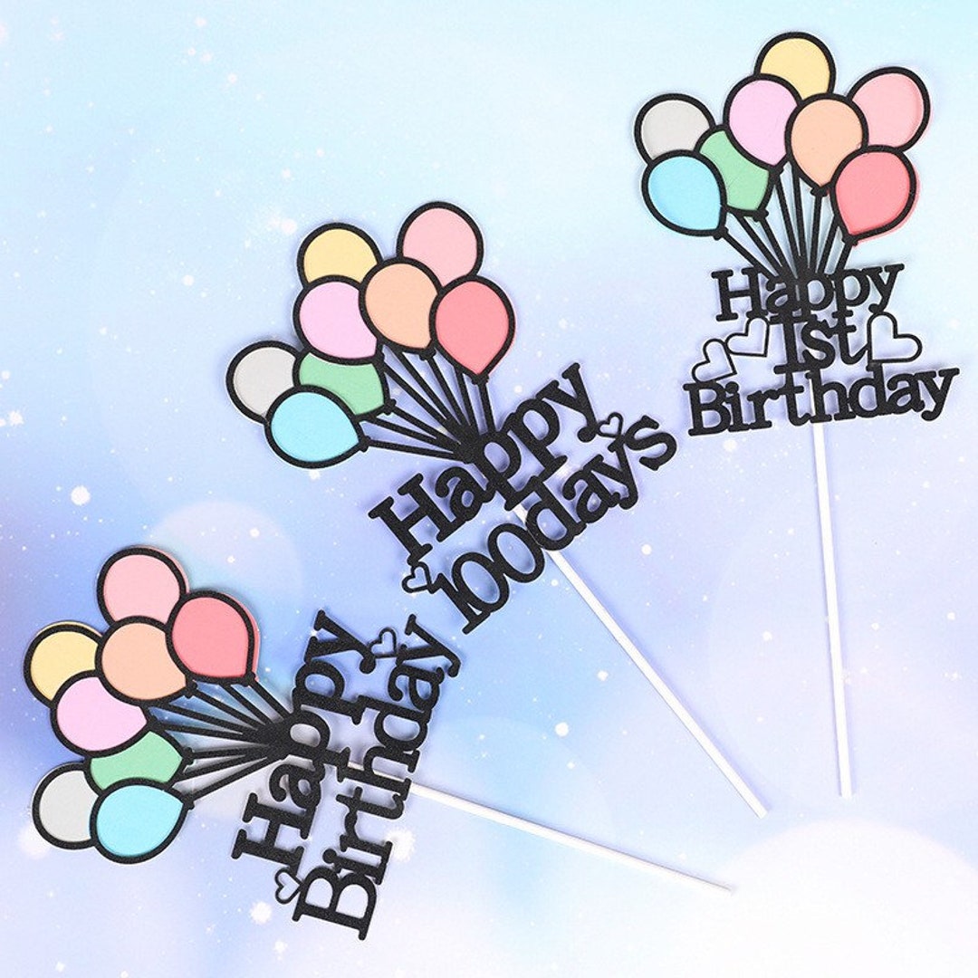 Paper Cake Topper / Happy Birthday, Happy 1st Birthday / Happy 100days ...