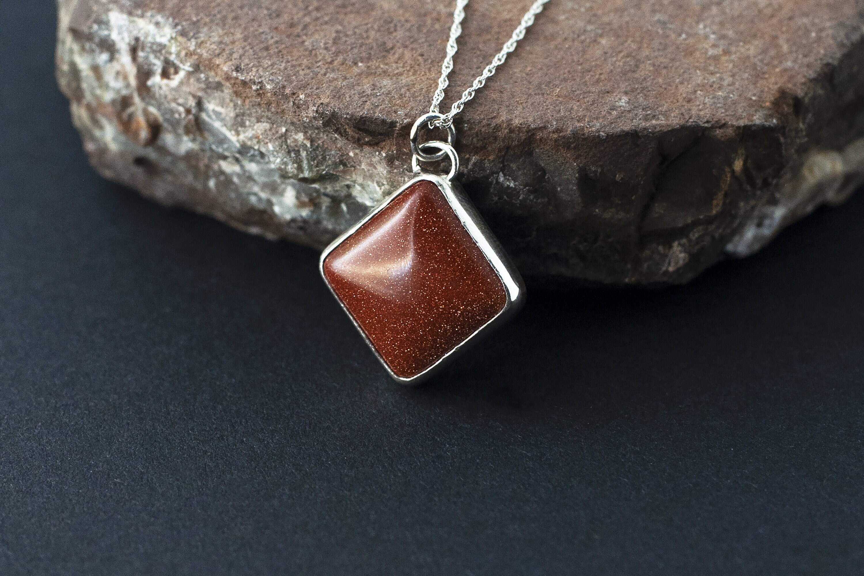 Sunstone Necklace Sterling Silver Sunstone Pendant Adjustable Sterling ...