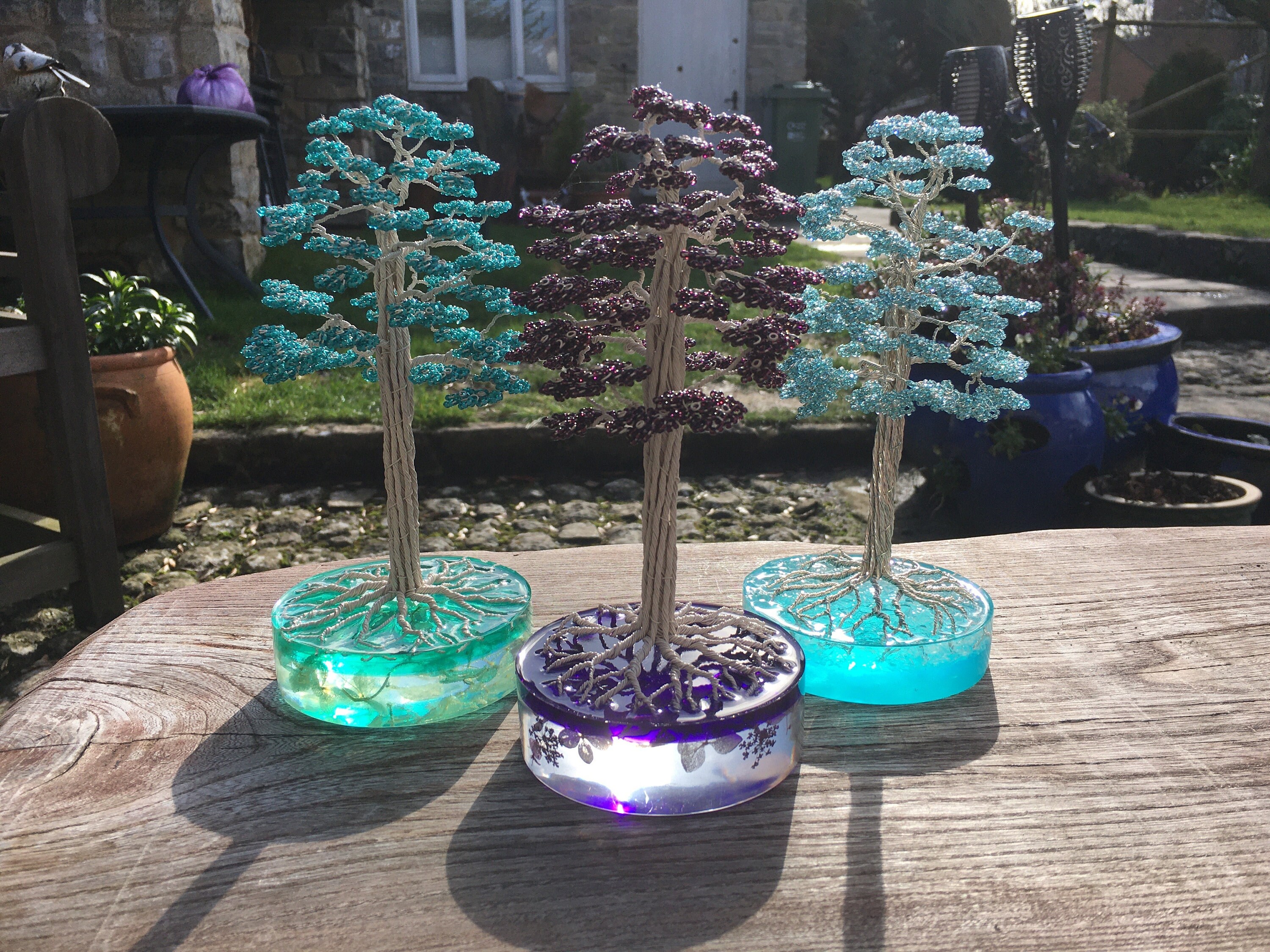 Handmade Medium Sized Deep Purple and White Wire Tree - Etsy UK