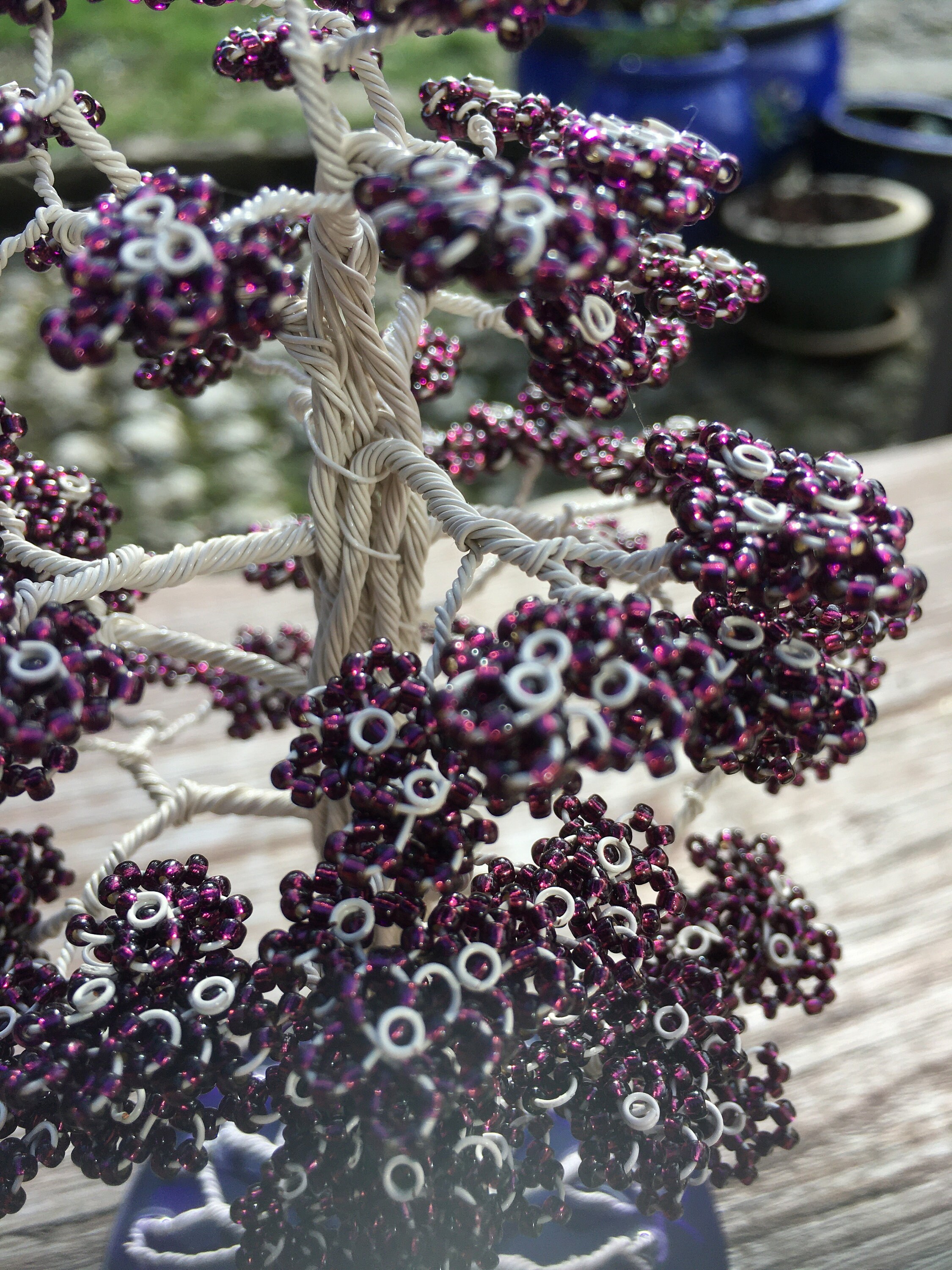 Handmade Medium Sized Deep Purple and White Wire Tree Sculpture - Etsy UK