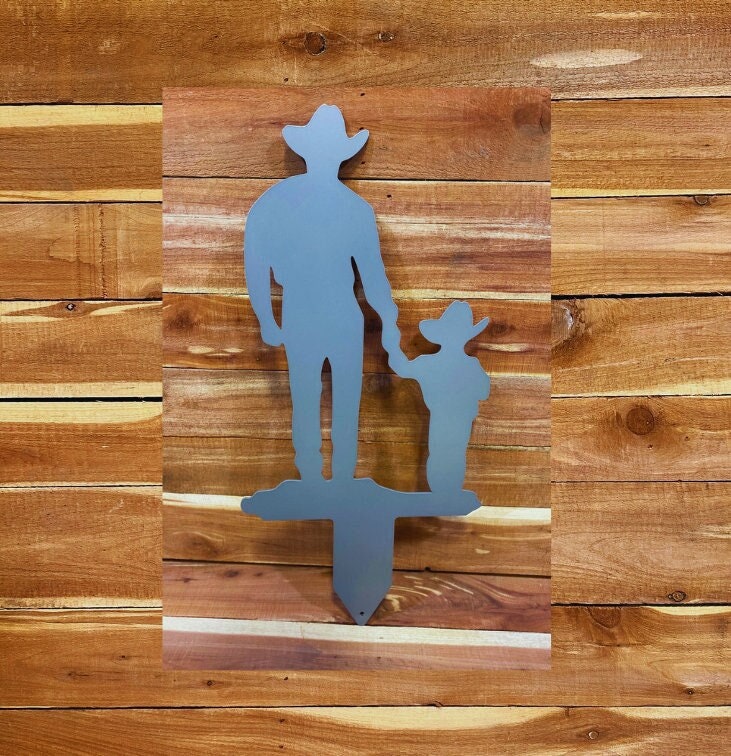 Cowboys Yard Decoration / 10ga Metal Yard Sign / Steel Cowboy and Son ...