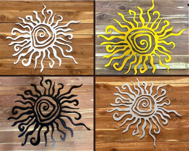 Abstract Sun Sign, Art Deco Metal Sun, Hanging Sign, Powder Coated ...