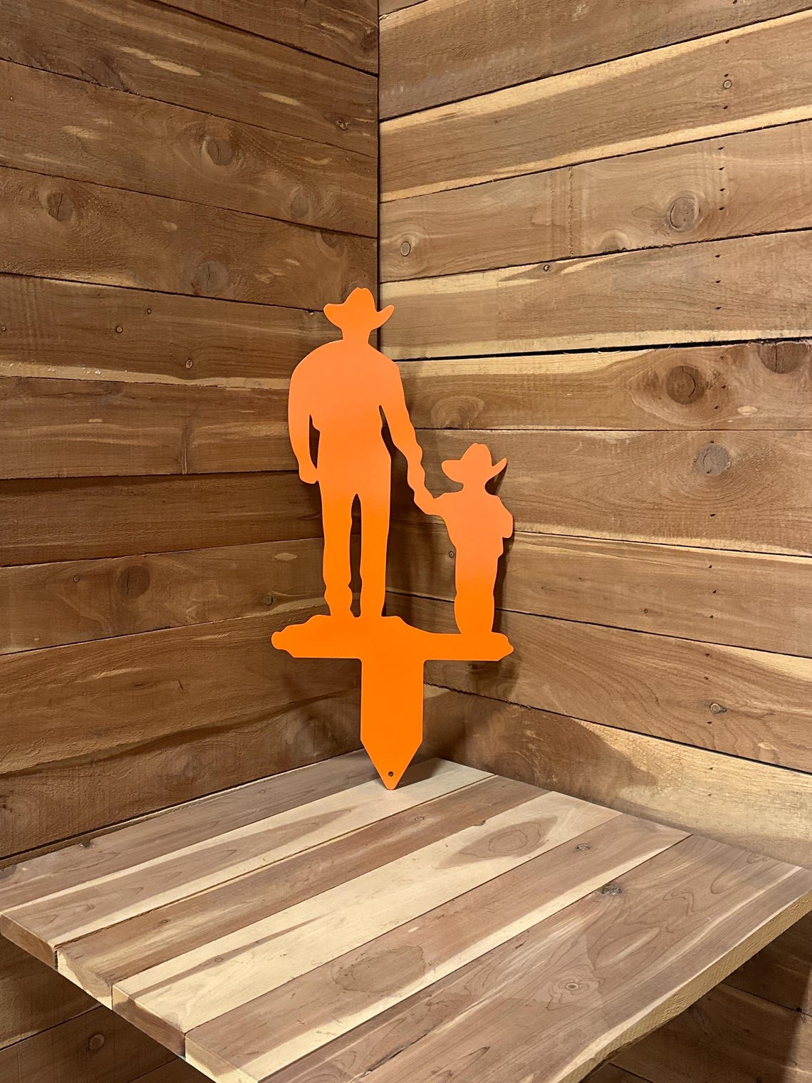 Cowboys Yard Decoration / 10ga Metal Yard Sign / Steel Cowboy and Son ...