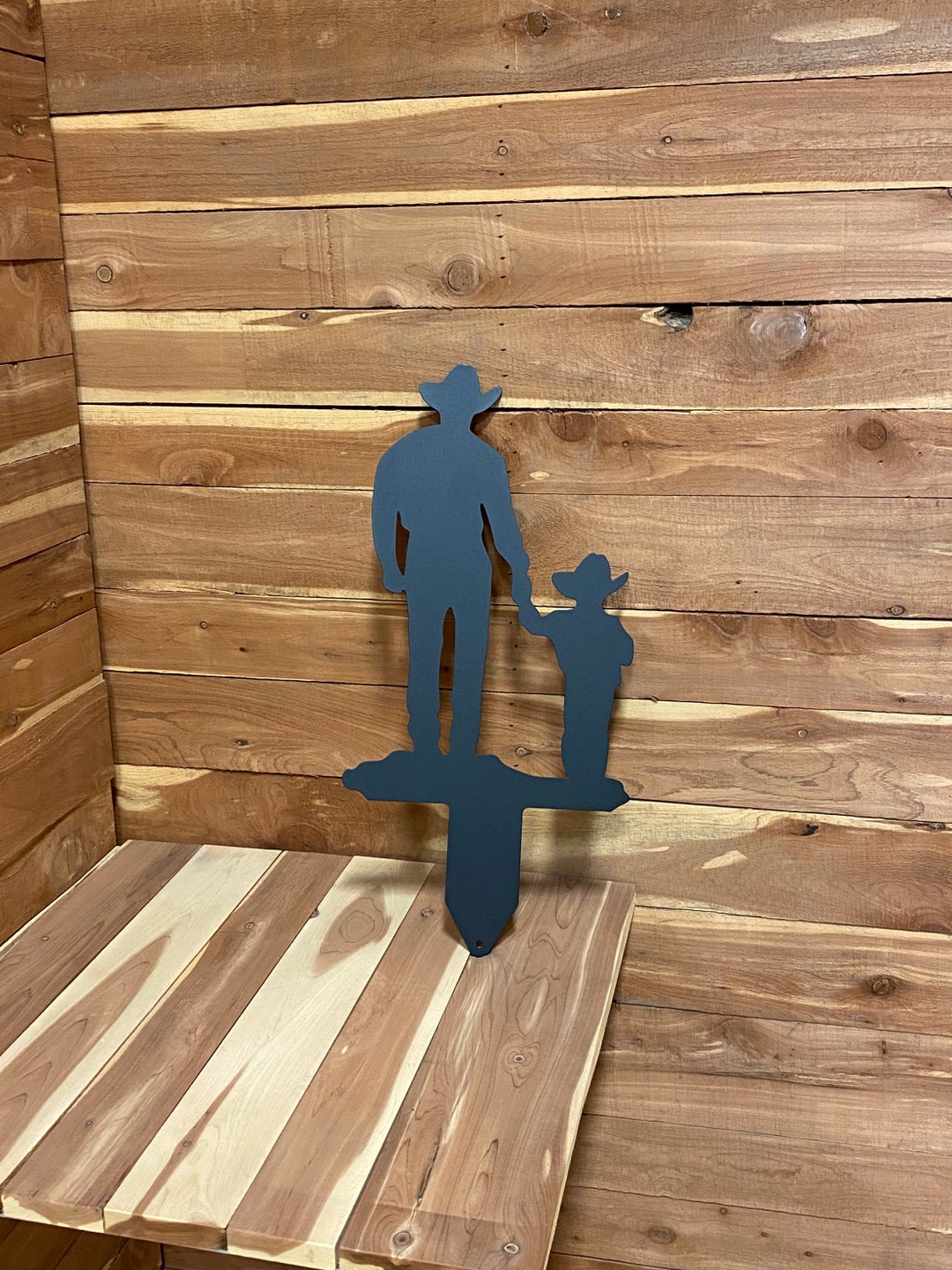 Cowboys Yard Decoration / 10ga Metal Yard Sign / Steel Cowboy and Son ...