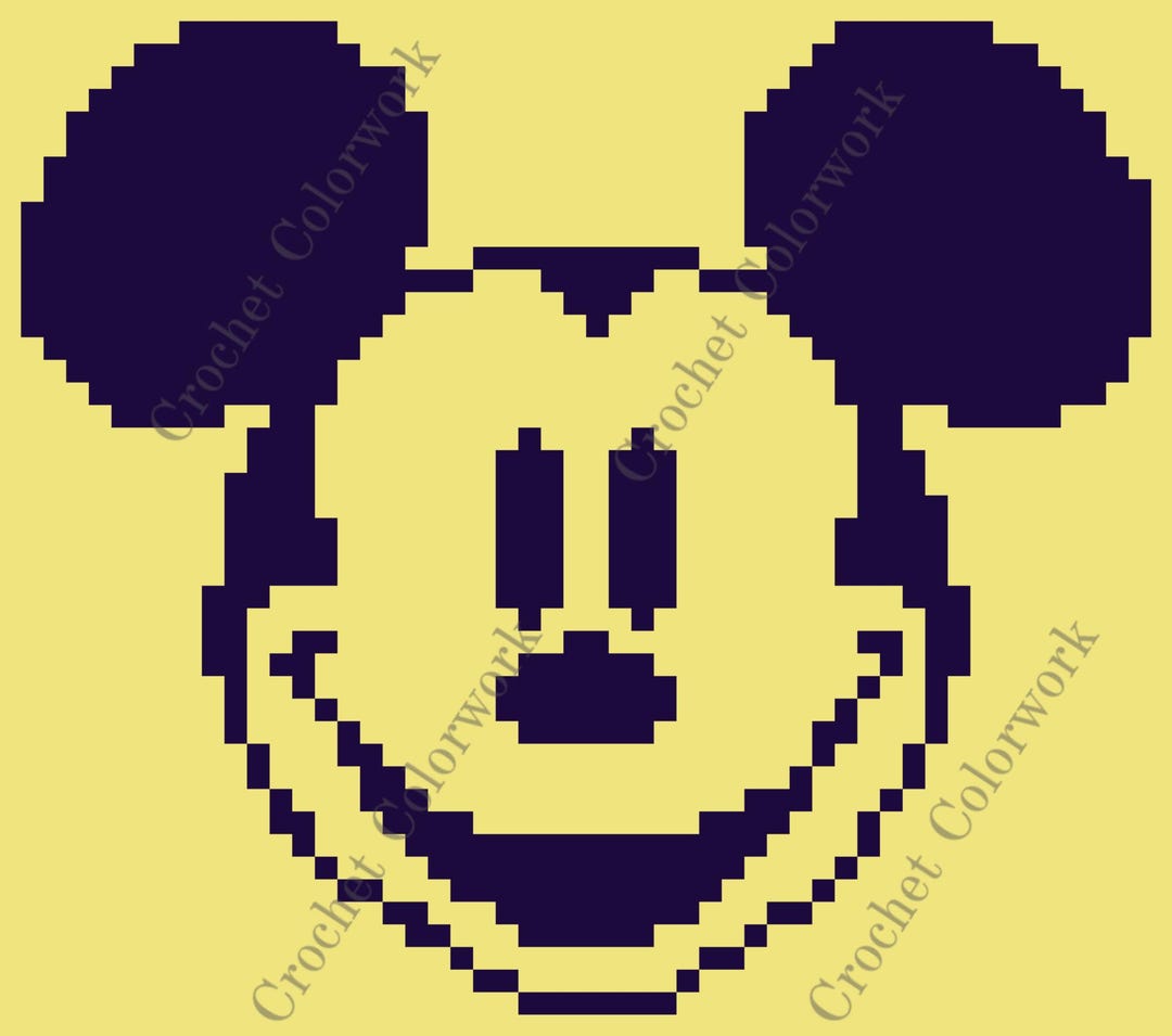 GRID PATTERN Mickey Mouse Design Pixel Chart Pattern Crochet Colorwork ...