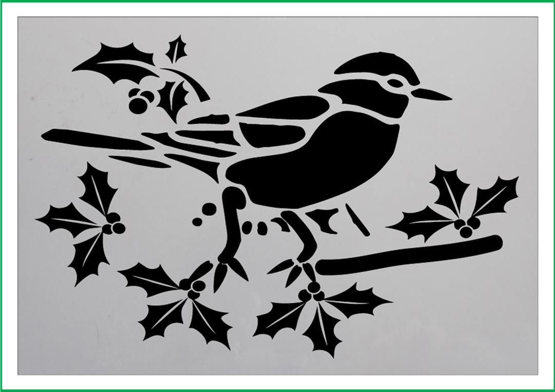 Christmas Robin MERRY CHRISTMAS Print Mylar Stencil 190 Micron Mylar A4 ...
