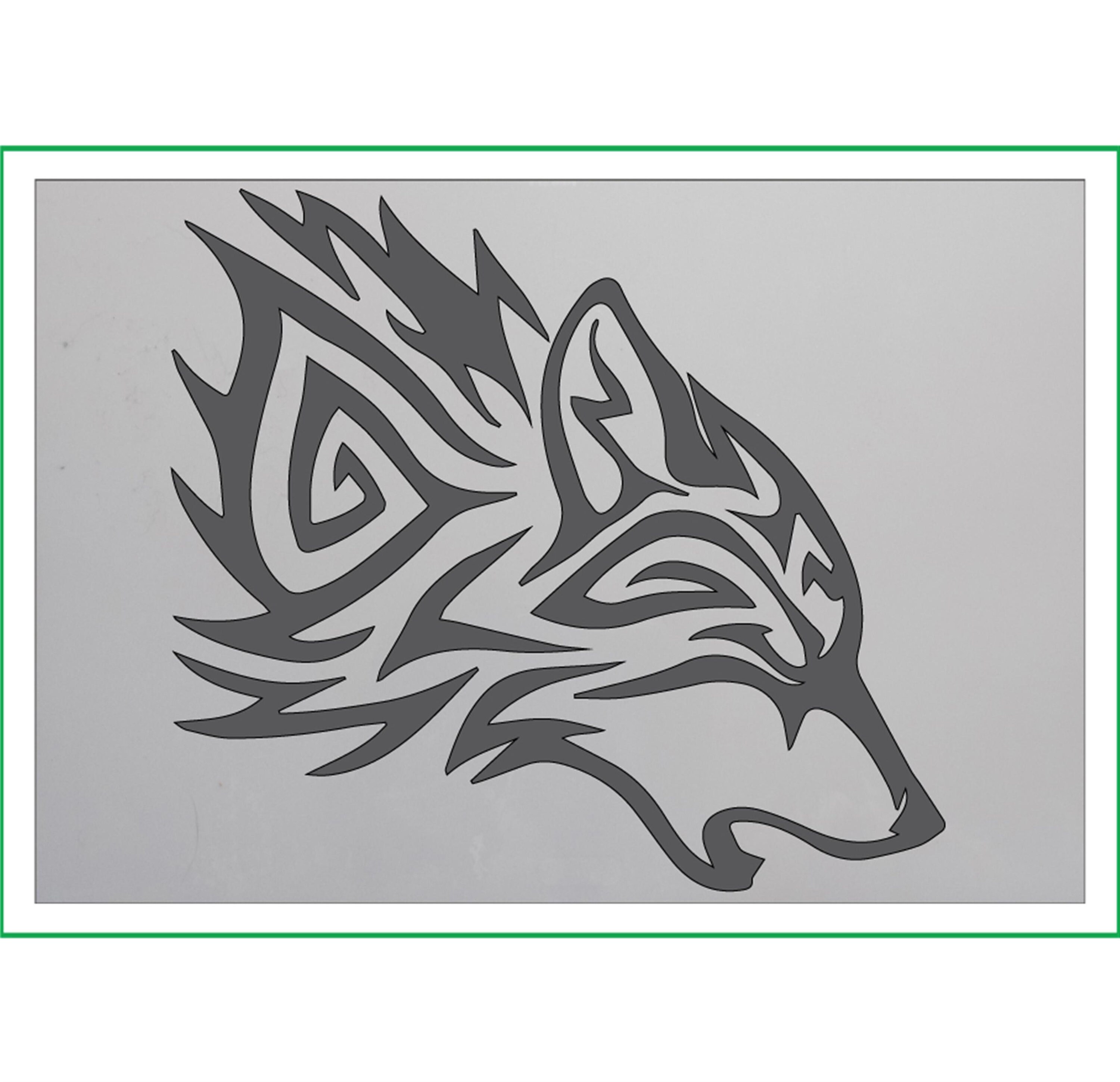 Stylized wolf HEAD print mylar Stencil 190 micron Mylar A4 A3 | Etsy