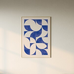 Large Bauhaus Style Poster, Blue Geometric Pattern, Instant Download - Etsy